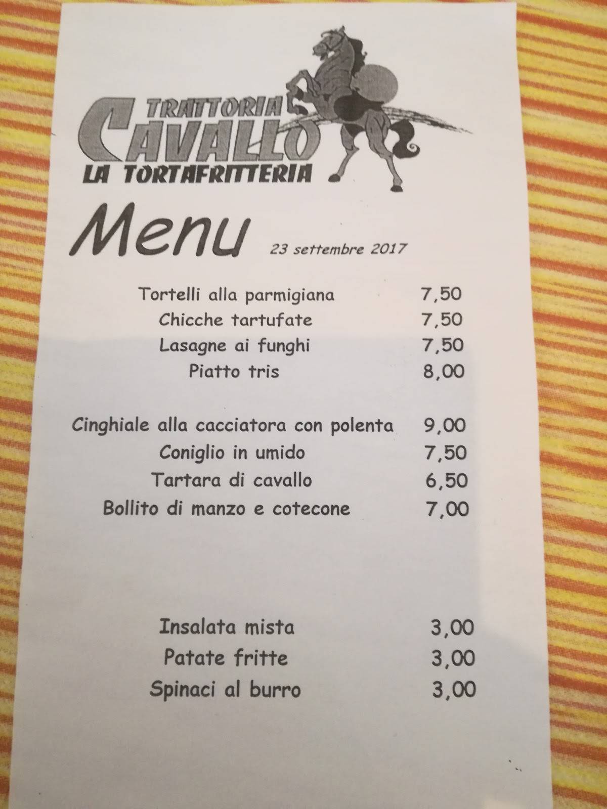 Menu da Bar Trattoria Cavallo - La Tortafritteria, Salsomaggiore Terme