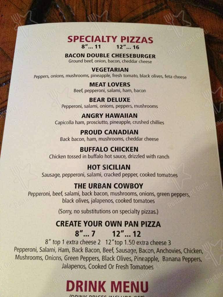 Menu at Bear & Kilt Freehouse pub & bar, Calgary