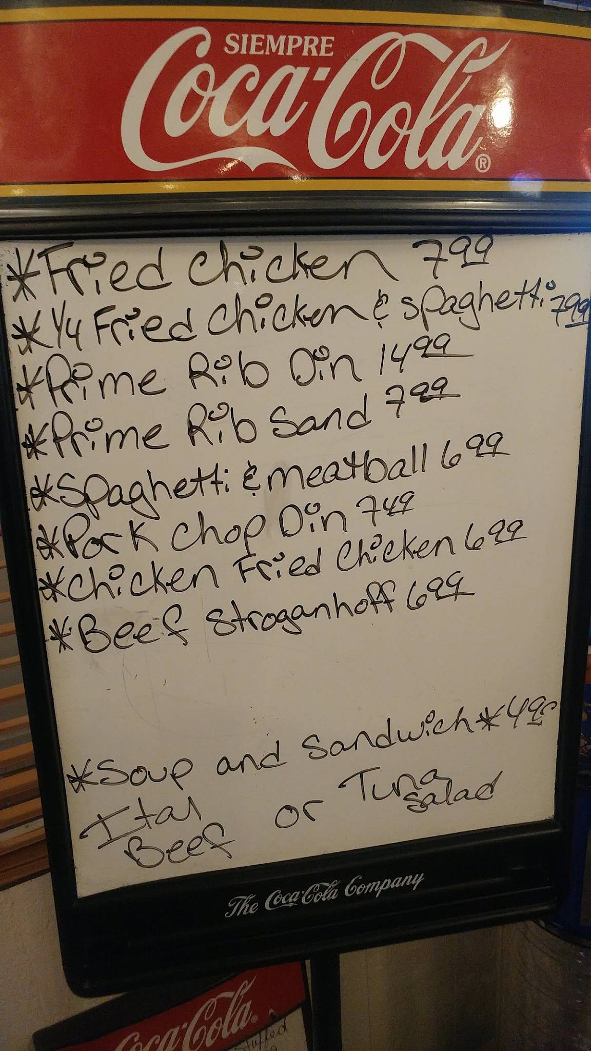 Menu at Uncle John's restaurant, Belvidere