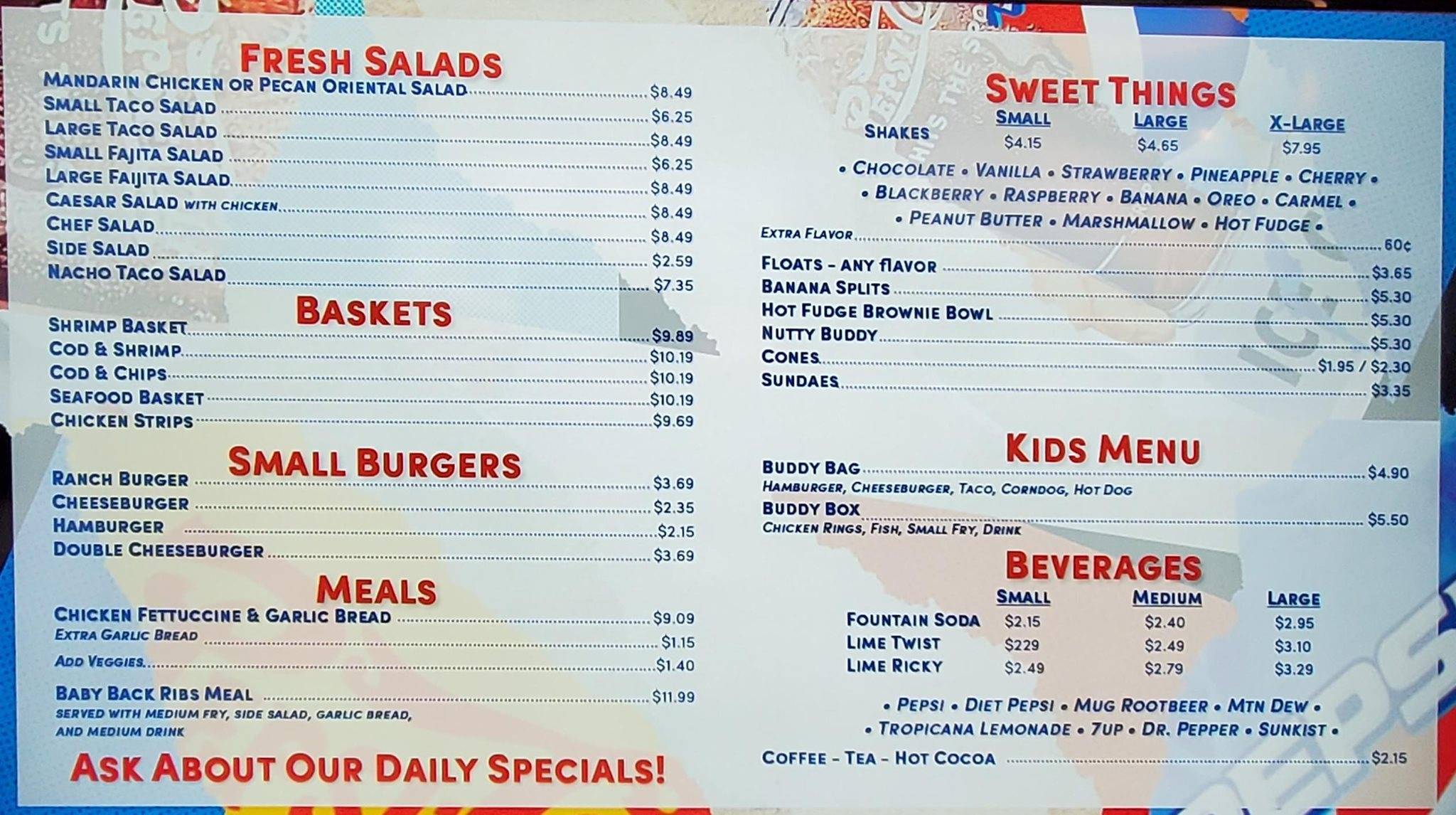 Menu at Bernie's burgers & suds restaurant, Wenatchee
