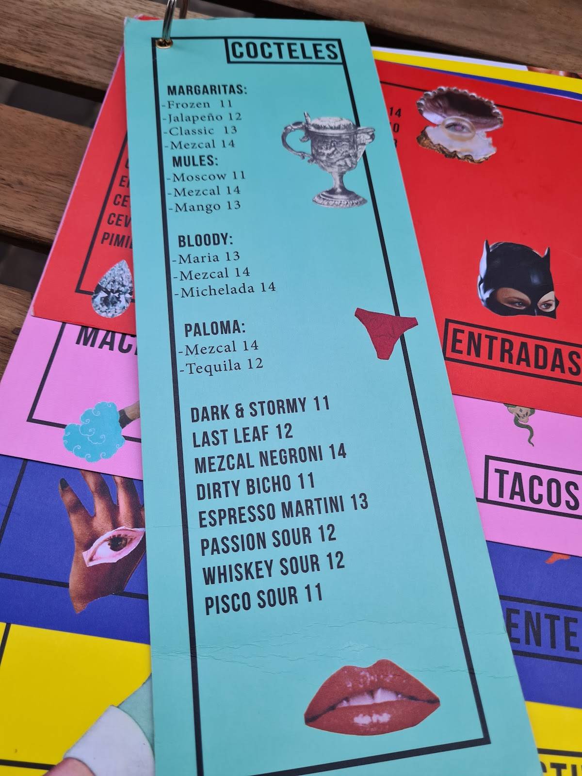 Menu at Bicho Malo, Ghent
