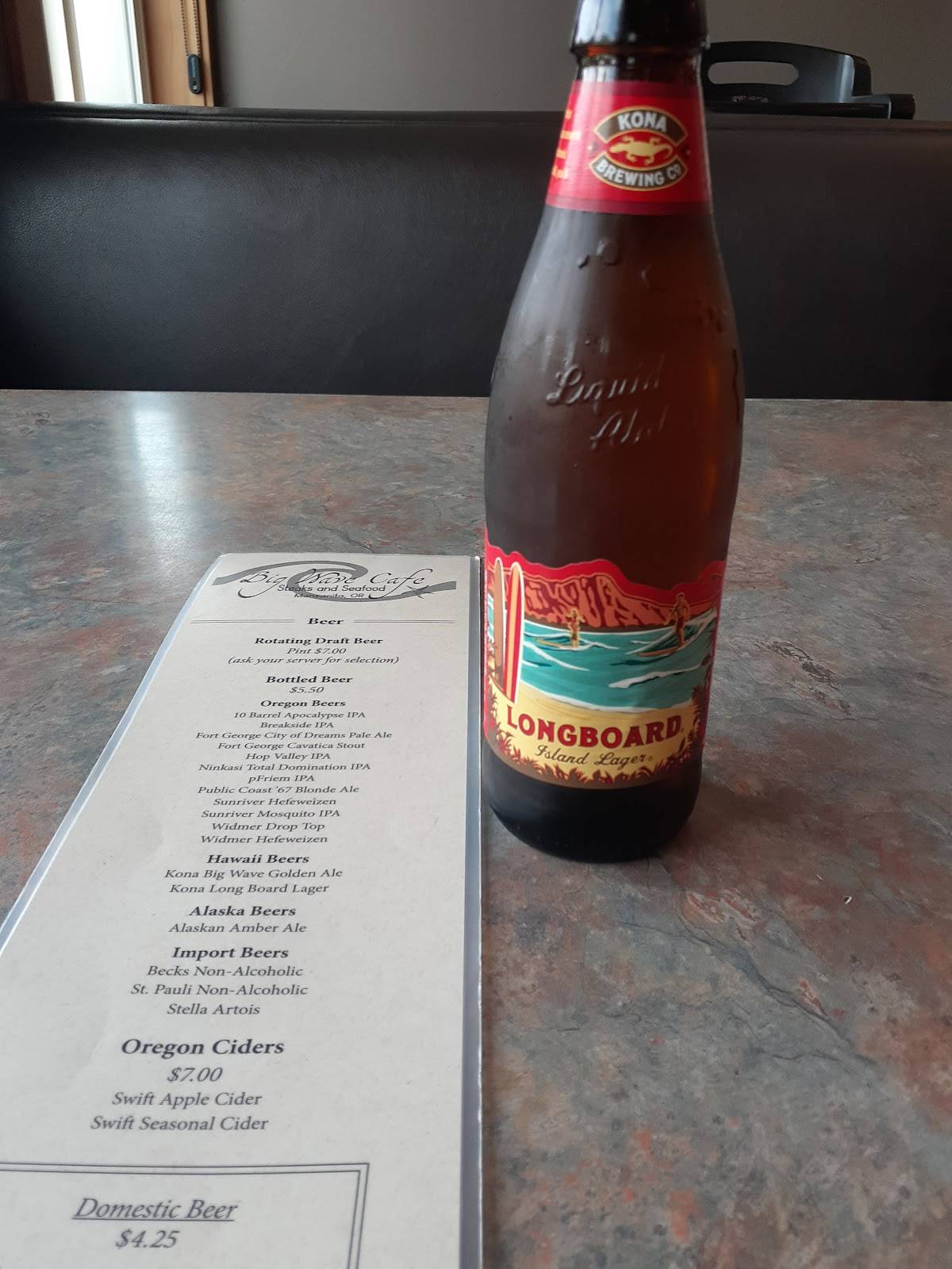 Menu at Big Wave Cafe, Manzanita