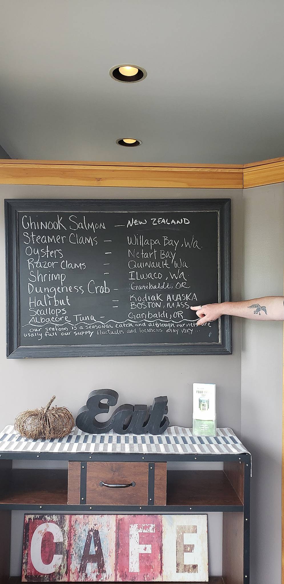 Menu at Big Wave Cafe, Manzanita