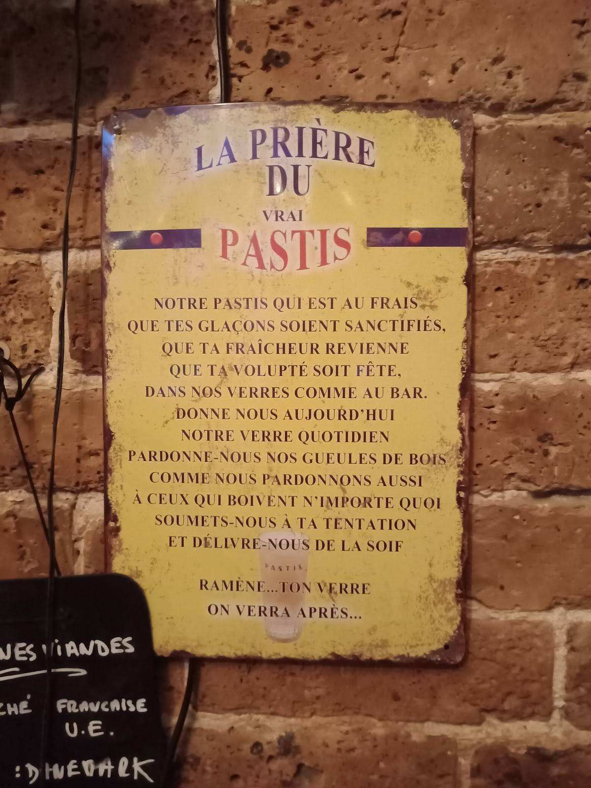 Menu au Chez Pierrot restaurant, Paris