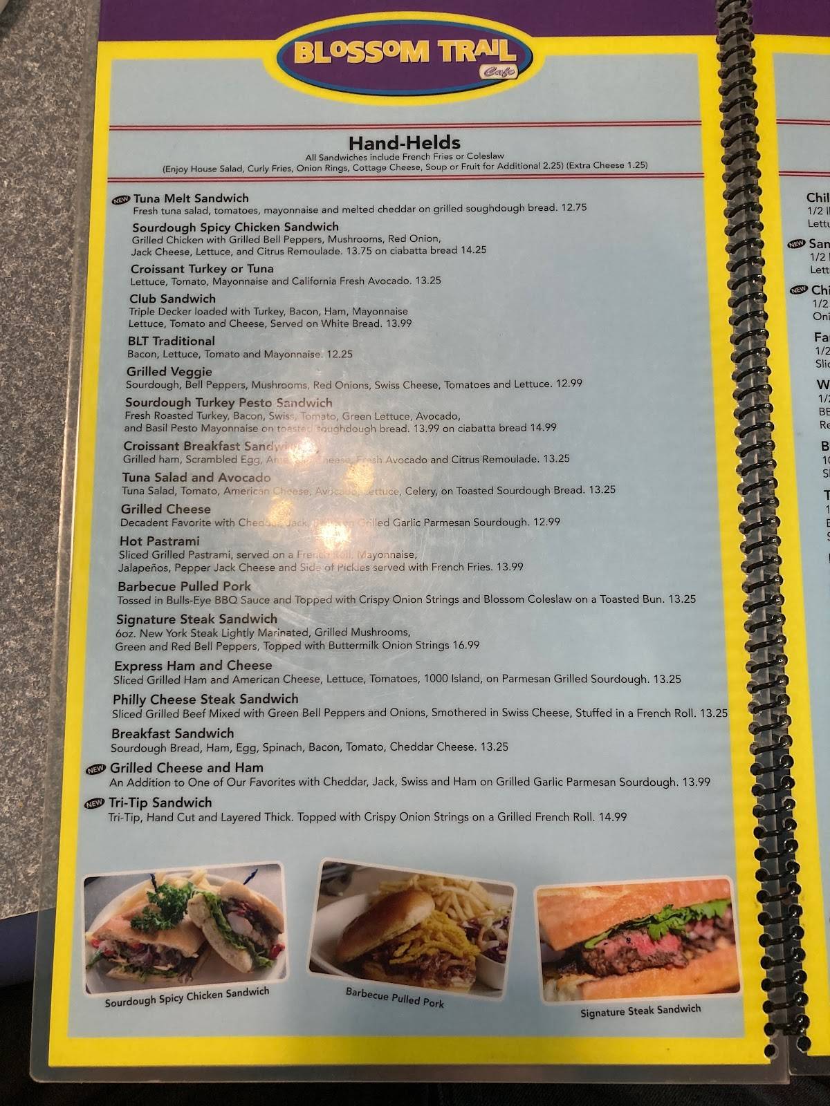 Menu at Blossom Trail Cafe, Sanger