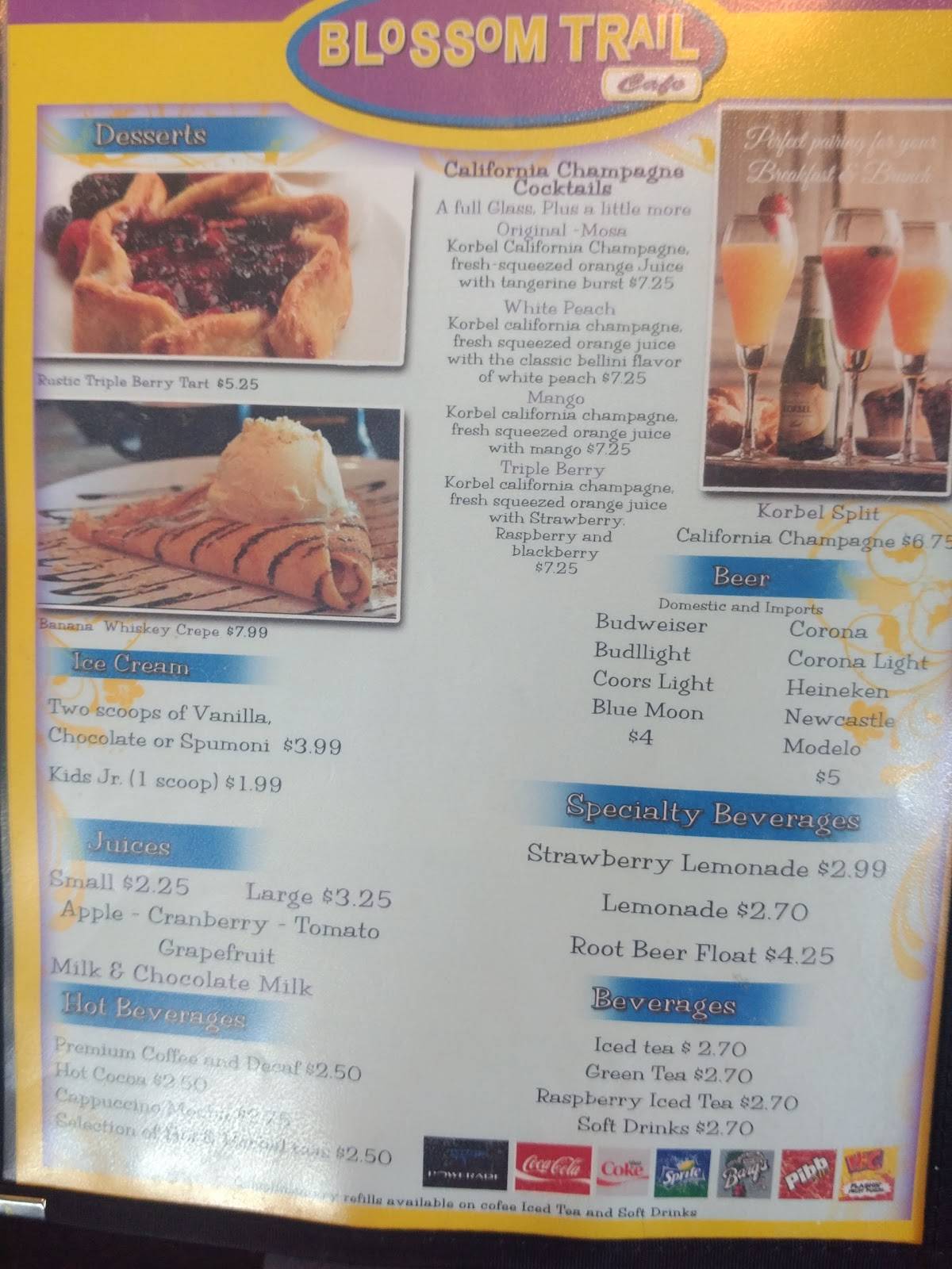 Menu at Blossom Trail Cafe, Sanger