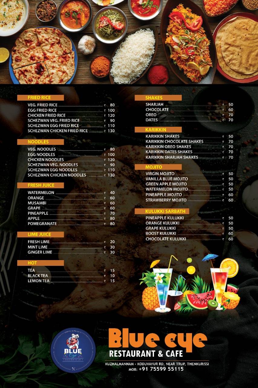 Menu at Blue Eye Restaurants & cafe, India