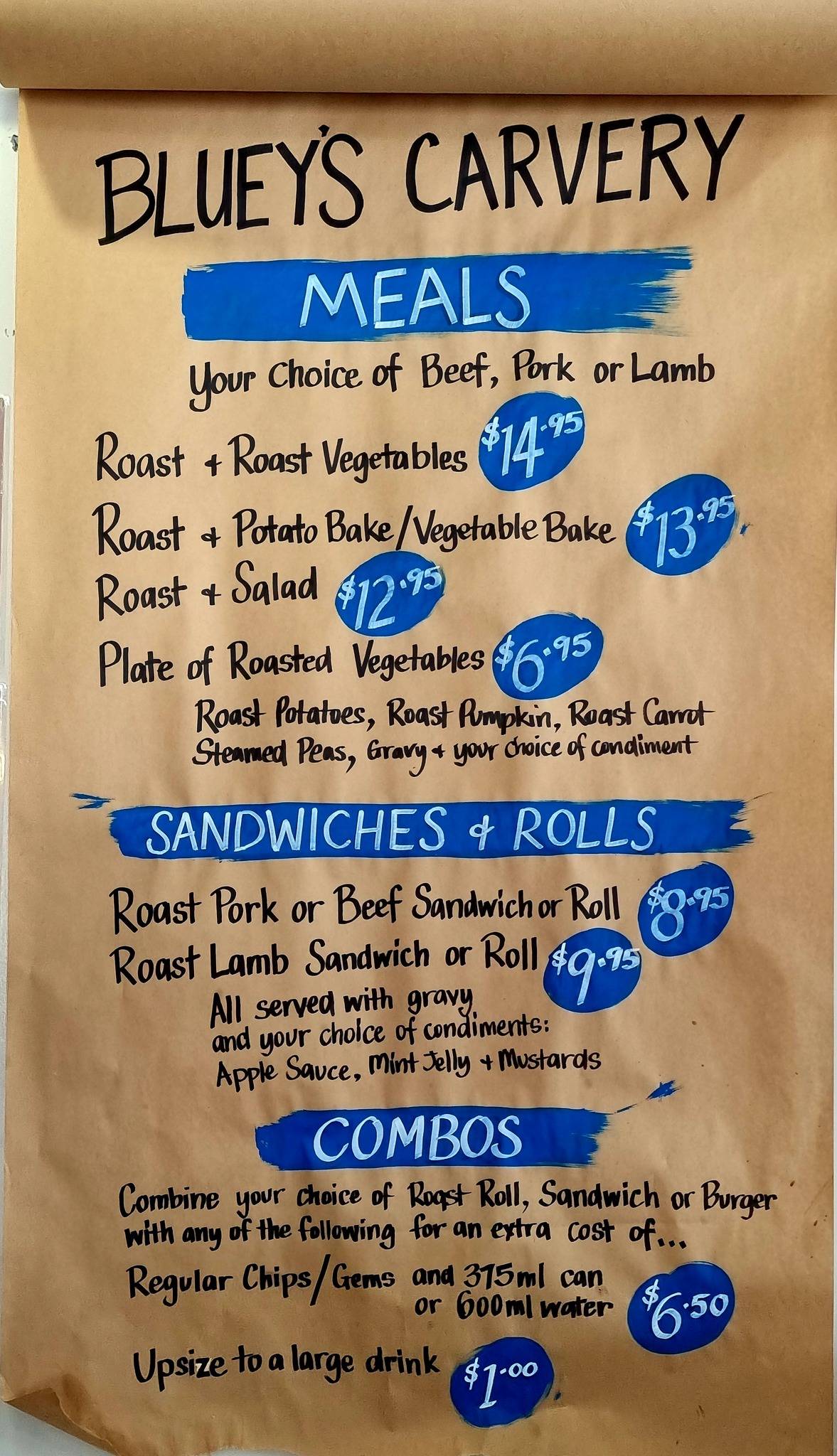 Menu at Bluey's Cafe and Carvery, Brendale
