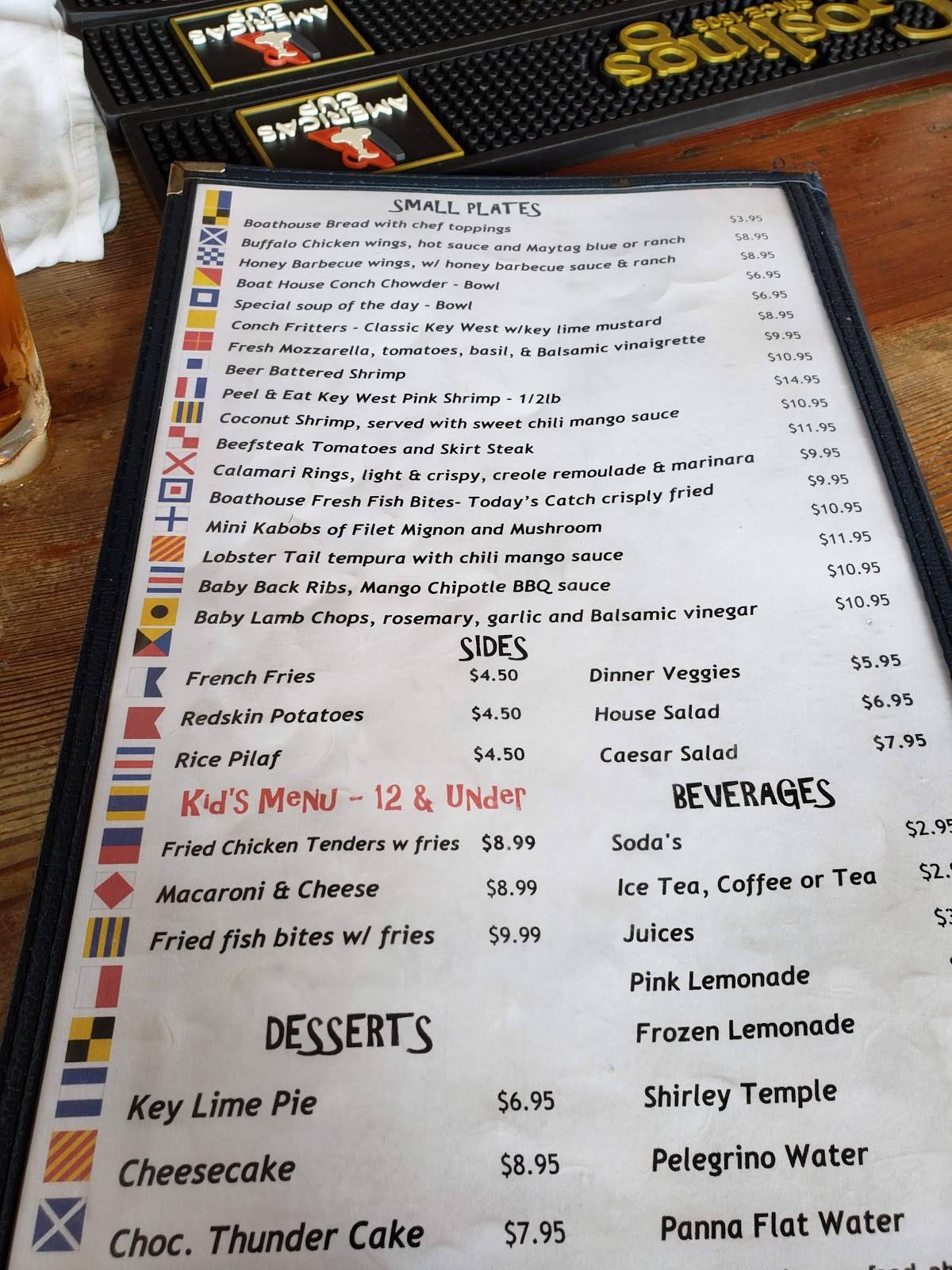 Menu at Boat House Bar & Grill, Key West, 220 Margaret Street