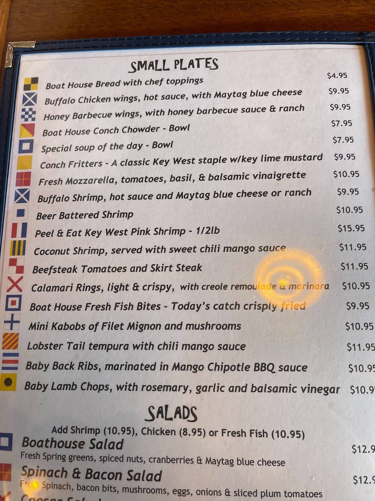 Menu at Boat House Bar & Grill, Key West, 220 Margaret Street