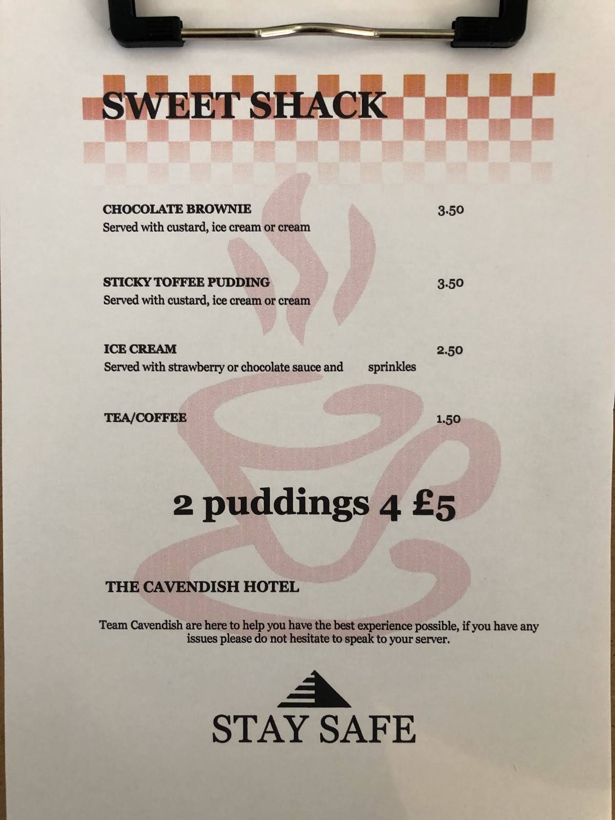Menu at Cavendish pub & bar, Bolsover