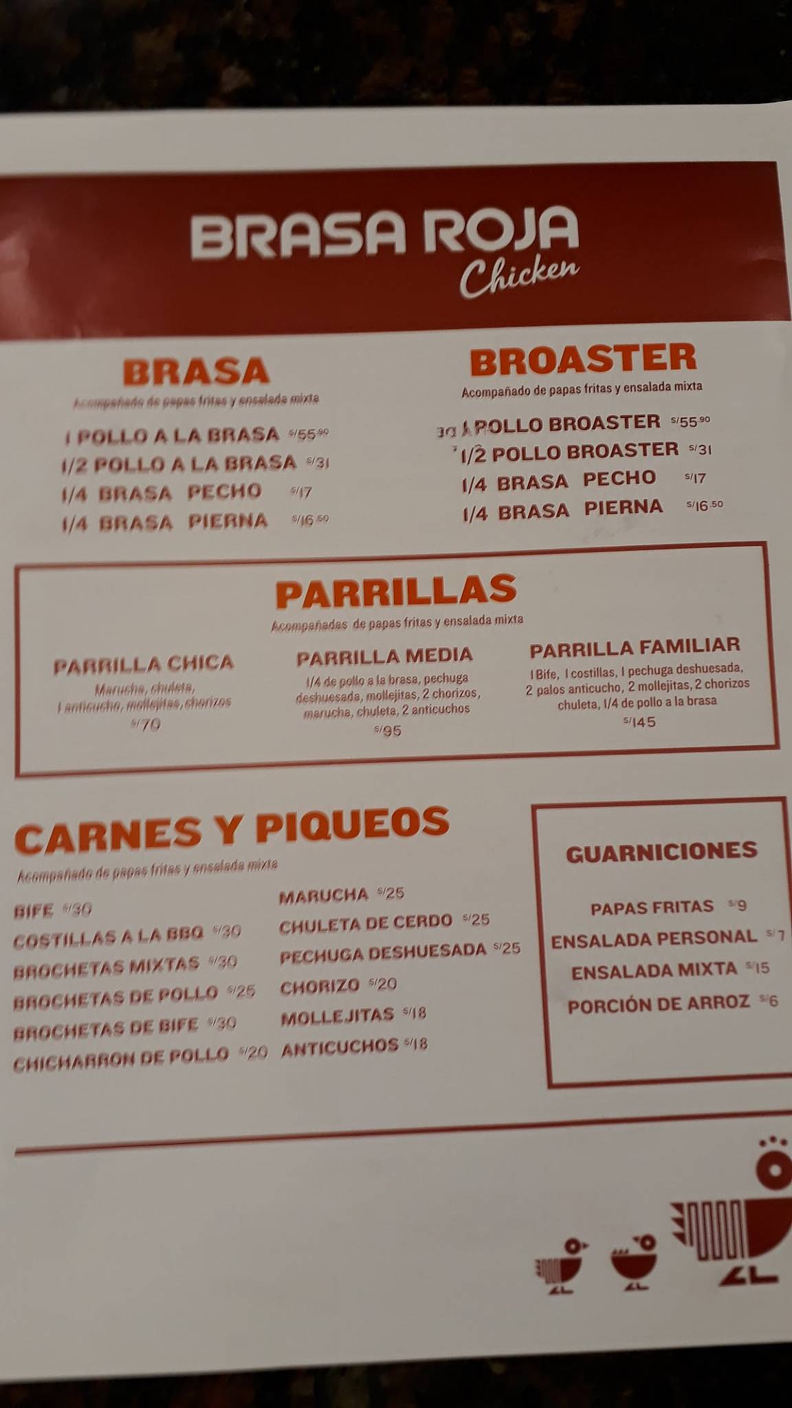 Carta del restaurante Brasa Roja Chicken, Chiclayo, Avenida Santa ...