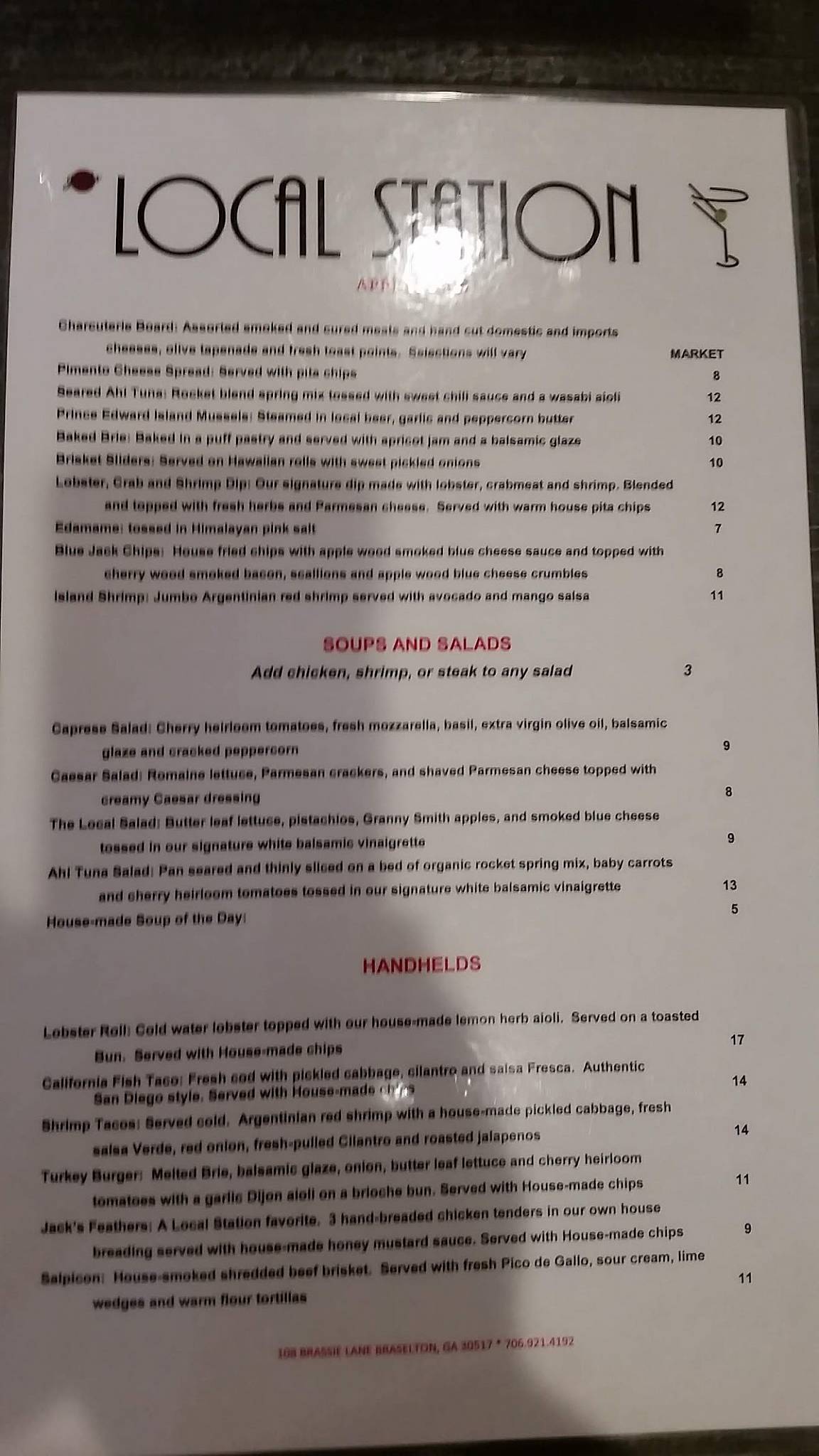 Menu at Local Station pub & bar, Braselton