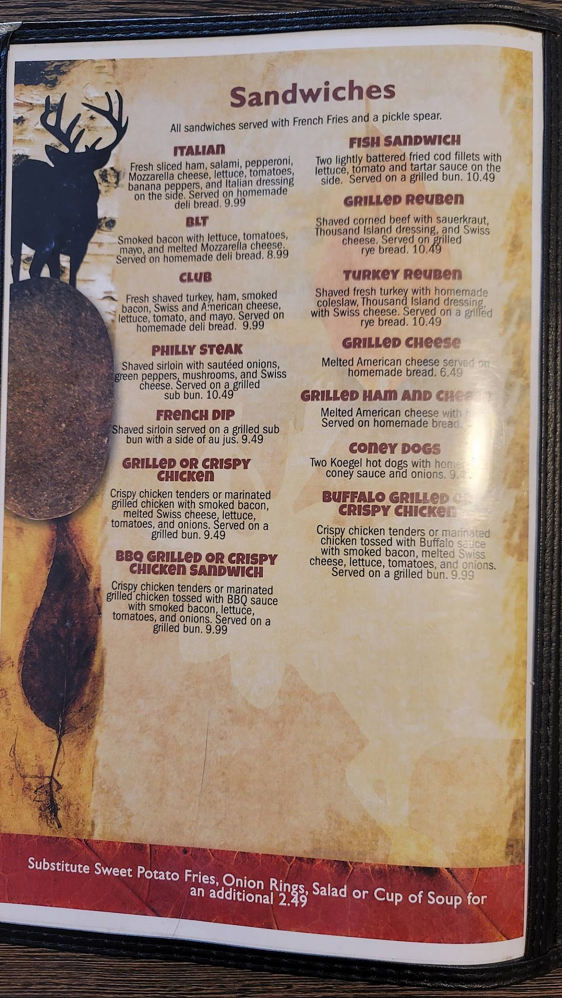 Menu at Buck's Country Cookin' restaurant, West Branch