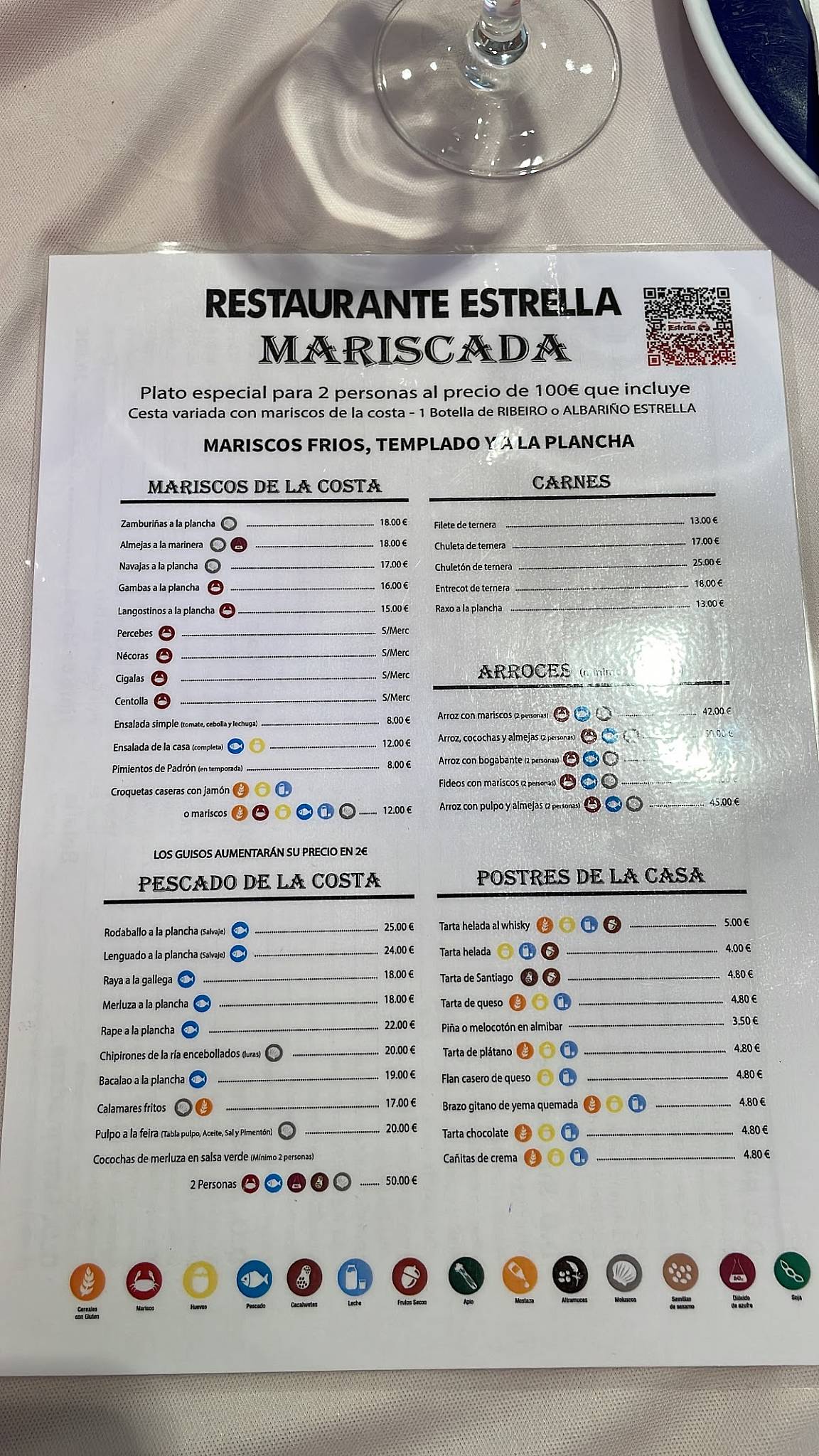 Carta de Restaurante Estrella, Bueu