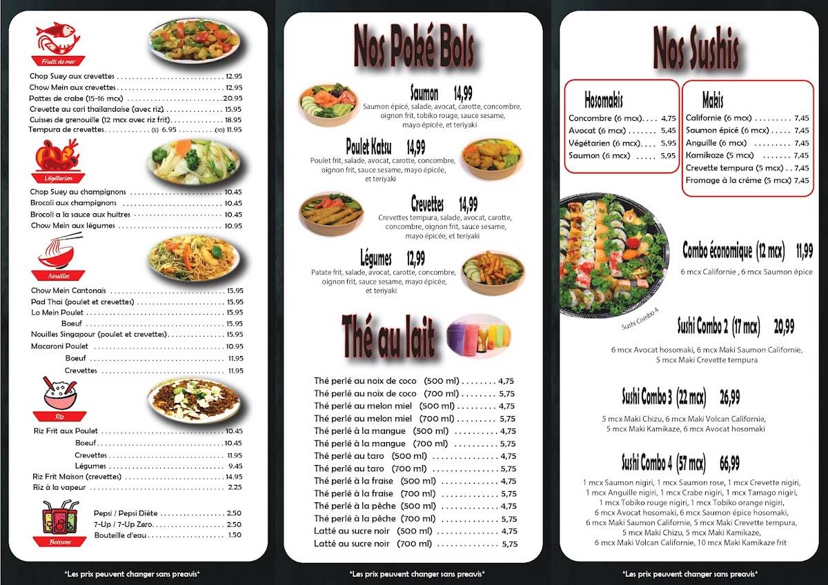 Menu au Buffet Chinois Drummondville restaurant, Drummondville, 750 ...