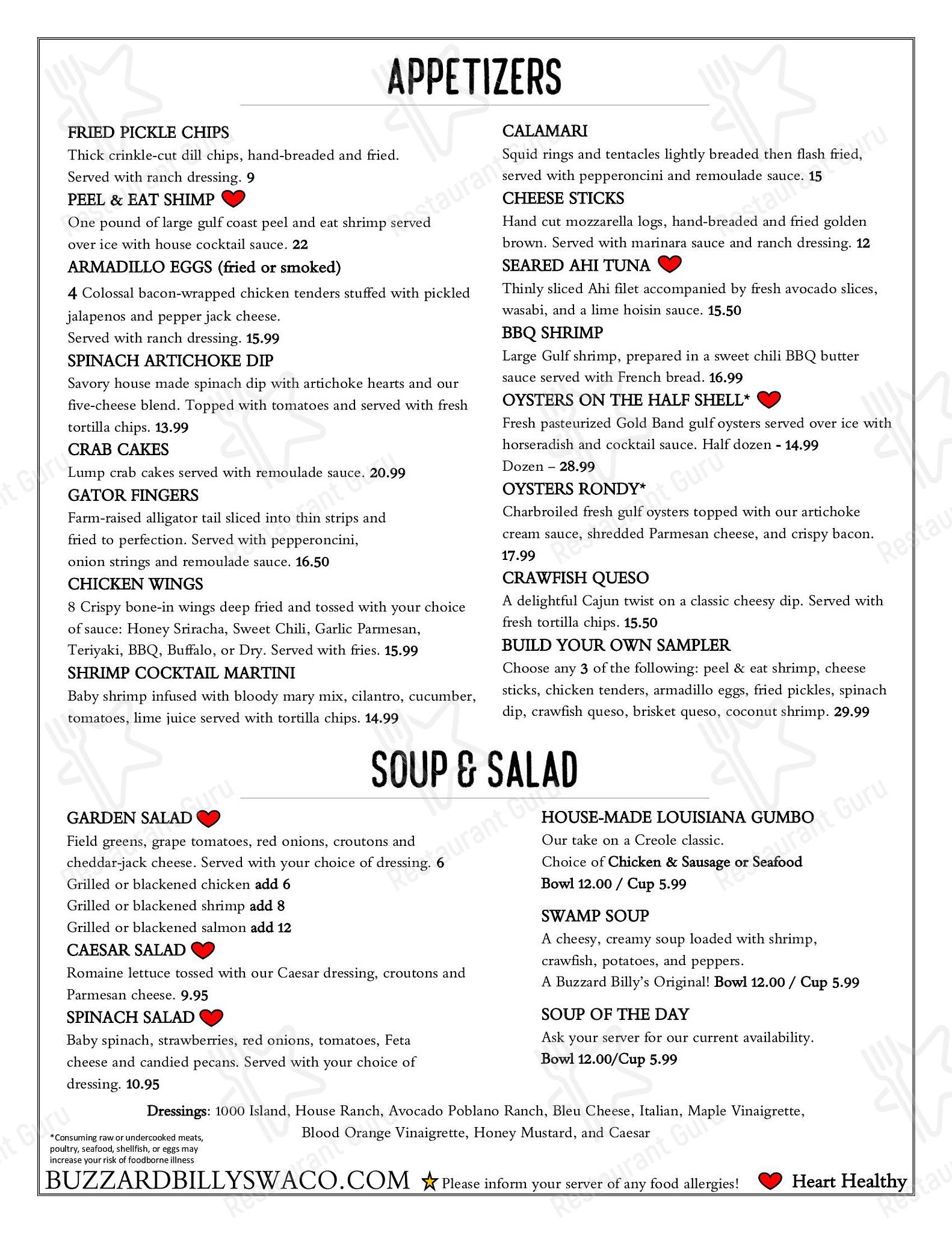 Menu at The Brazos Landing restaurant, Waco, 100 I 35 N Frontage Rd