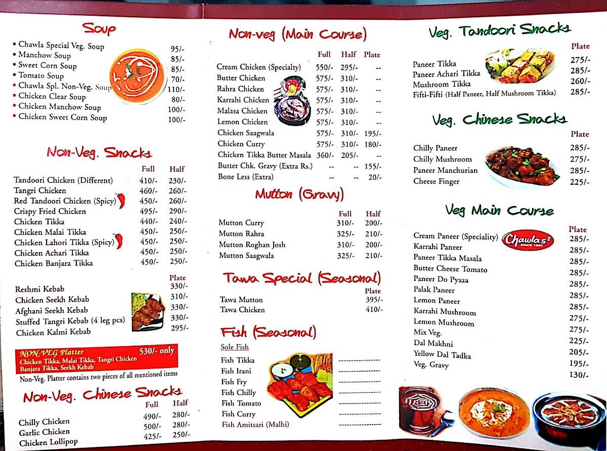 Menu at CHAWLA CHICKEN AARTI CHOWK, FEROZPUR ROAD LUDHIANA, Ludhiana ...