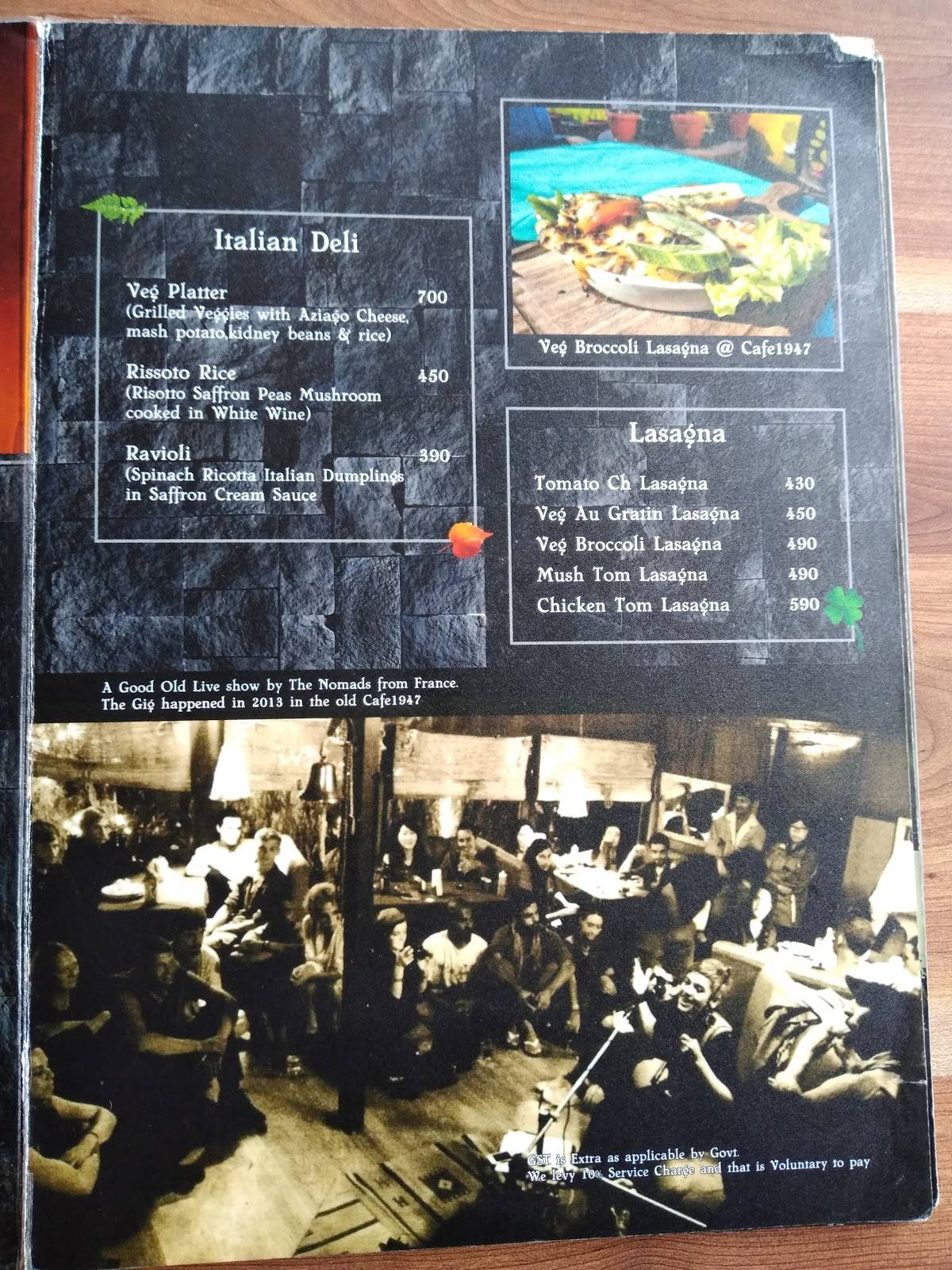 Menu at Cafe 1947, Manali, Near Nehru Kund