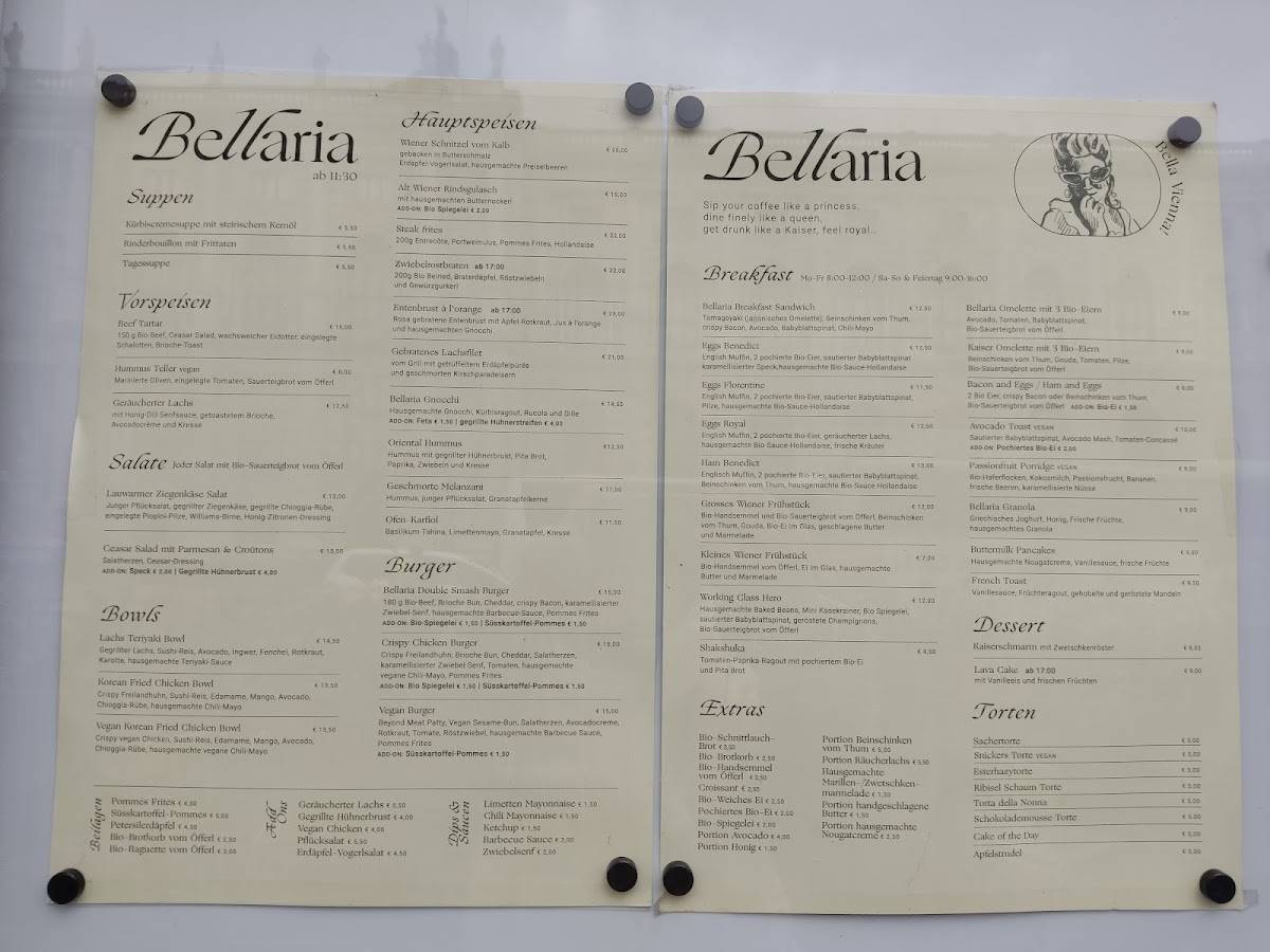 Speisekarte von Restaurant Bellaria, Wien