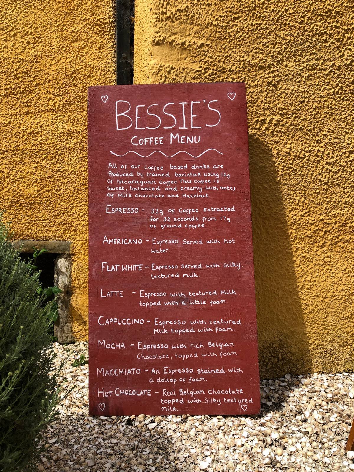Menu at Bessie's Cafe, Culross