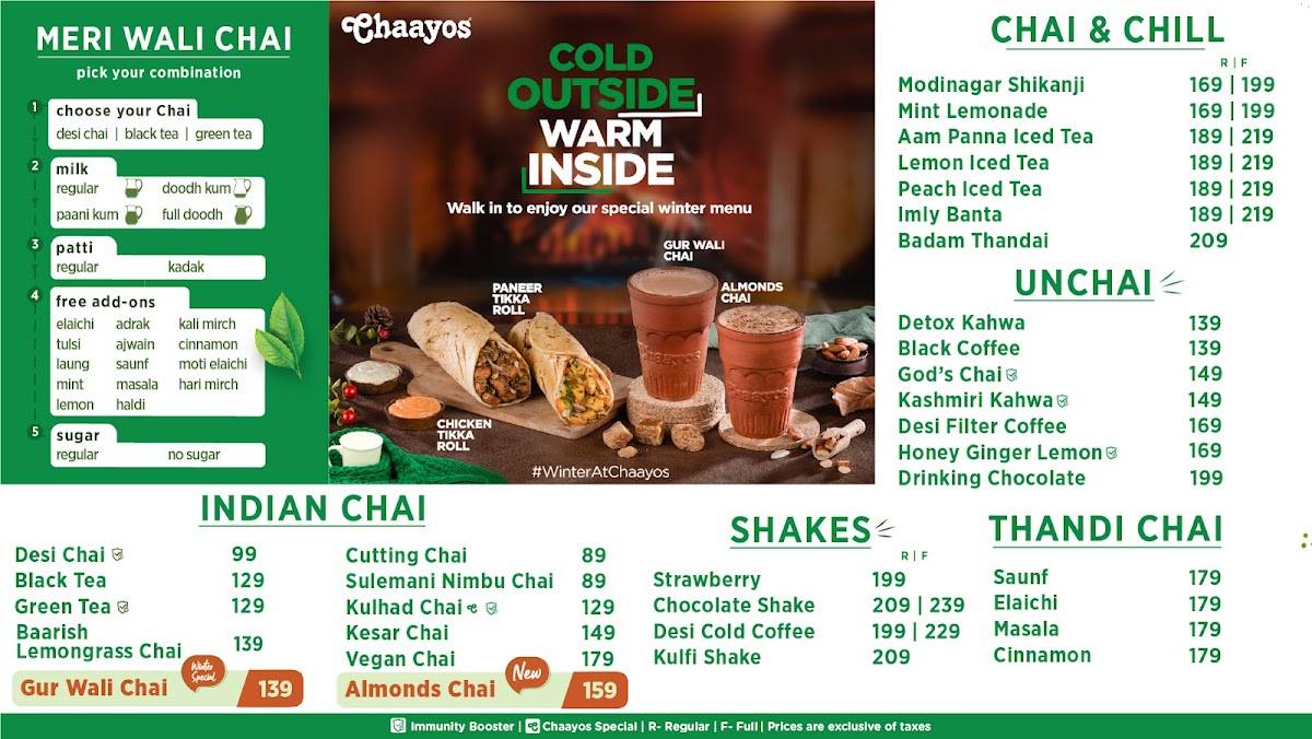 Menu at Chaayos Cafe Hush Food Mall, Noida