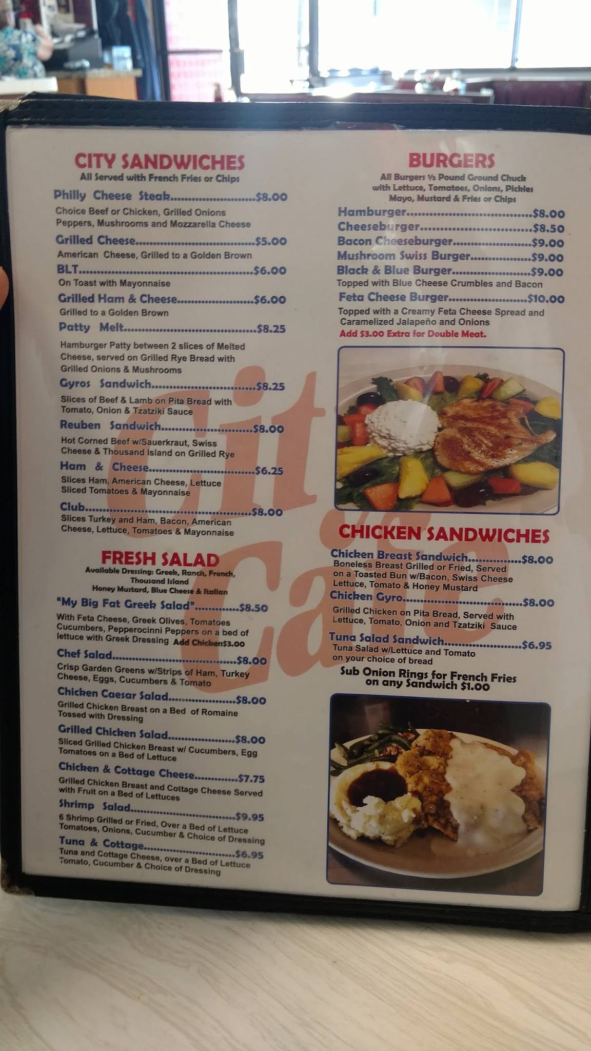 Menu at City Cafe, South Houston, 513 College Ave