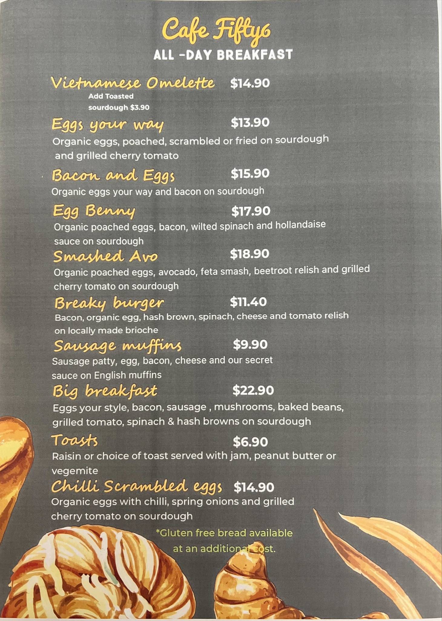 Menu at Cafe Fifty6, Beaufort