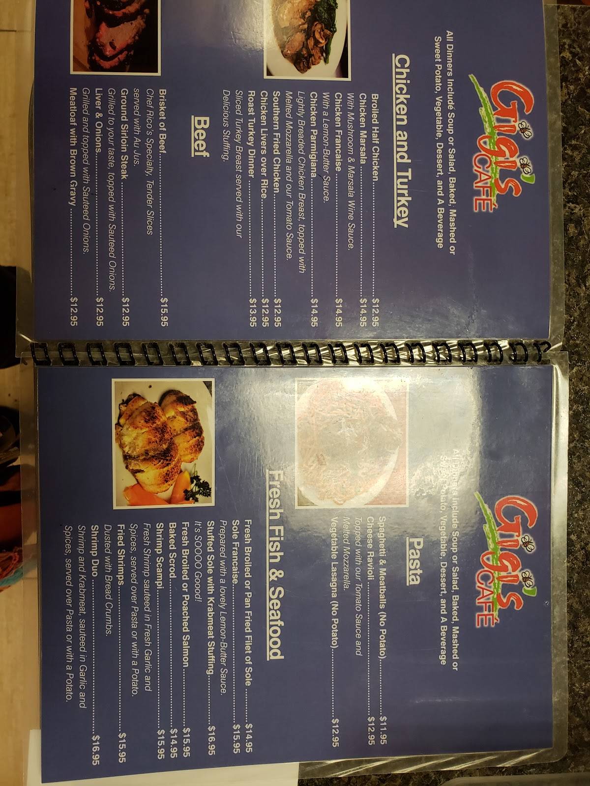 Menu at Gigi's Cafe, Pembroke Pines