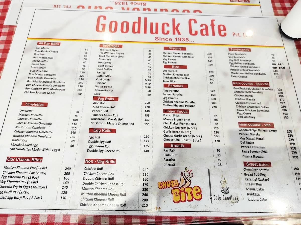 Menu at Goodluck Cafe - Bavdhan, Pune, Shradha Apartment