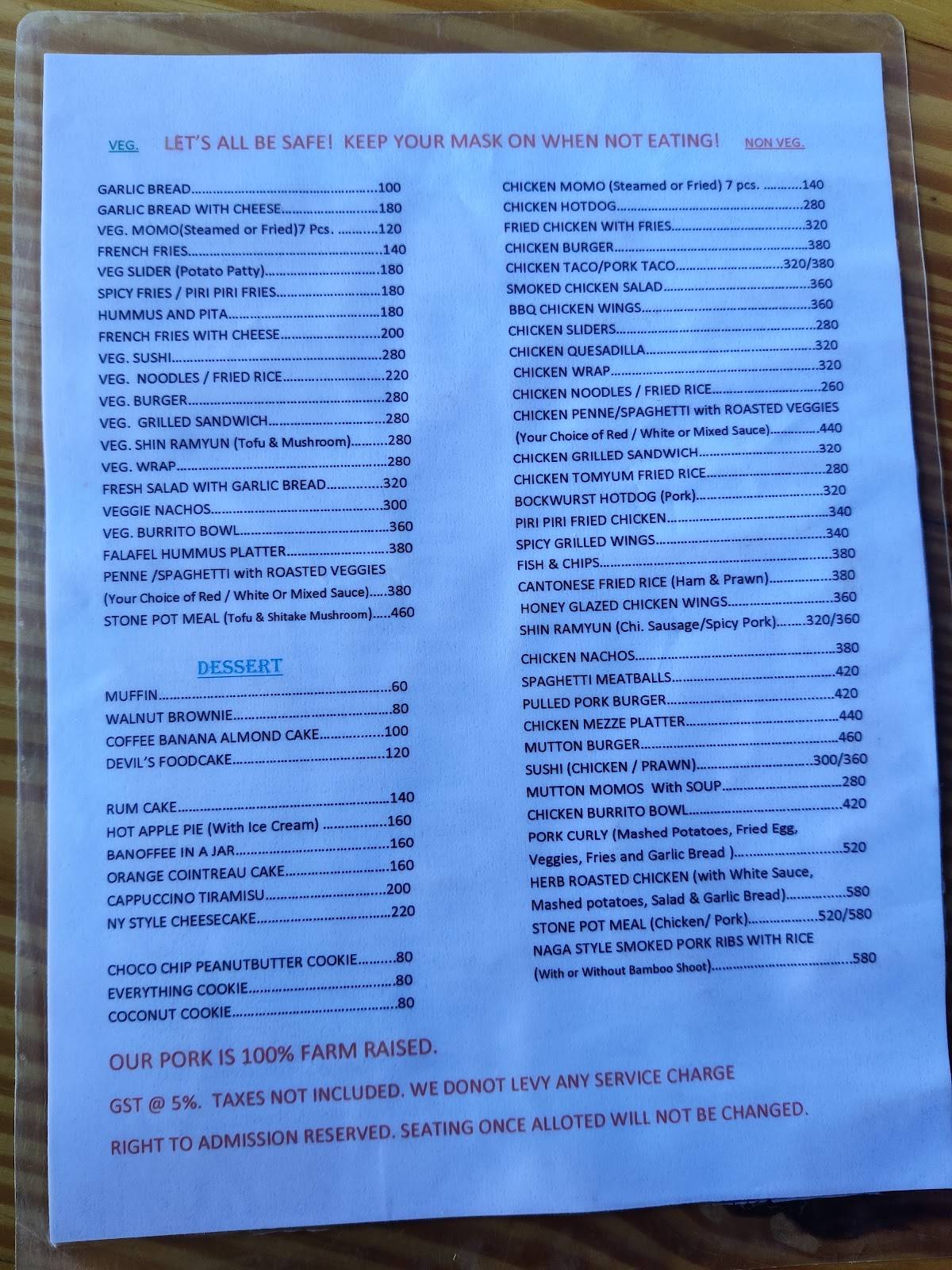 Menu at Little Llama Cafe, Mussoorie, 1