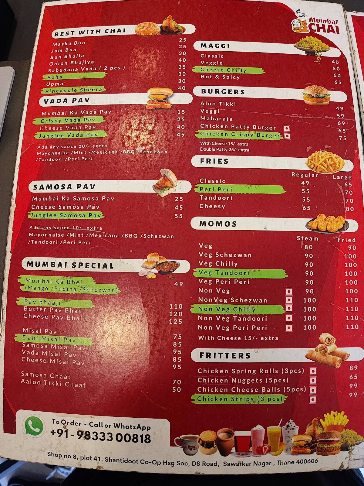 Menu at Mumbai Chai Thane, Thane