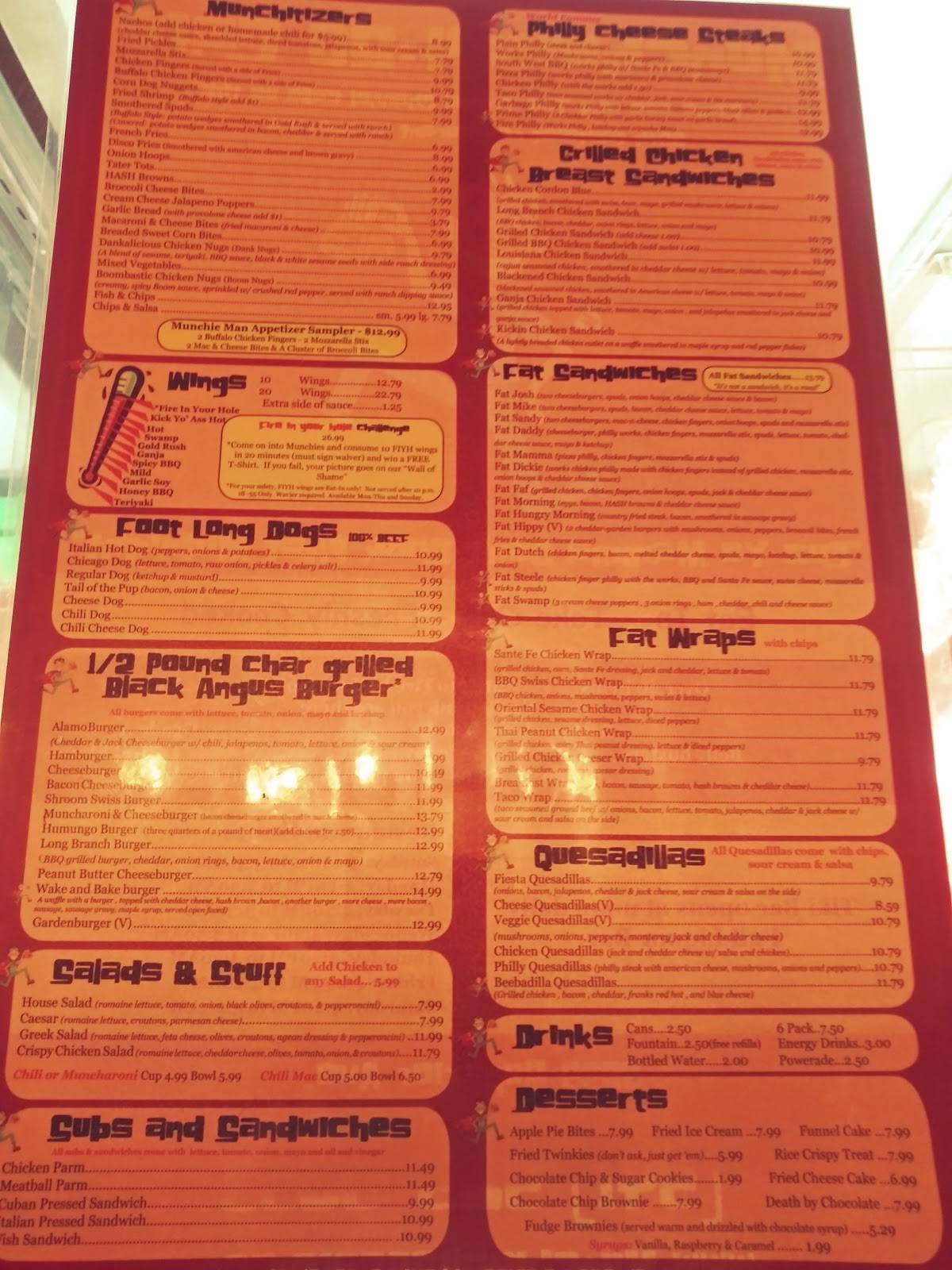 Menu at Munchies 420 Cafe, Sarasota