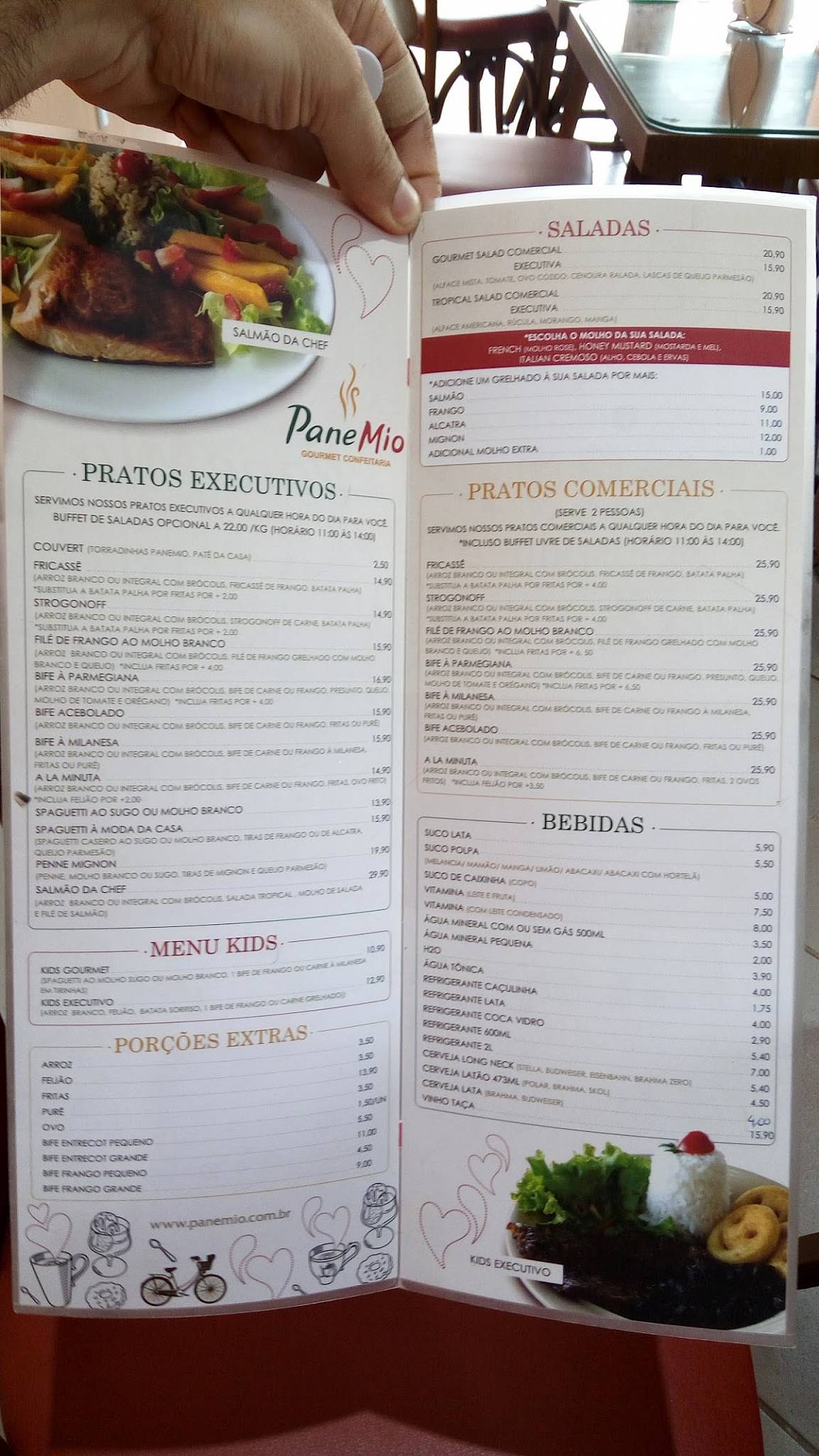 Menu at Pane Mio cafe, Pelotas