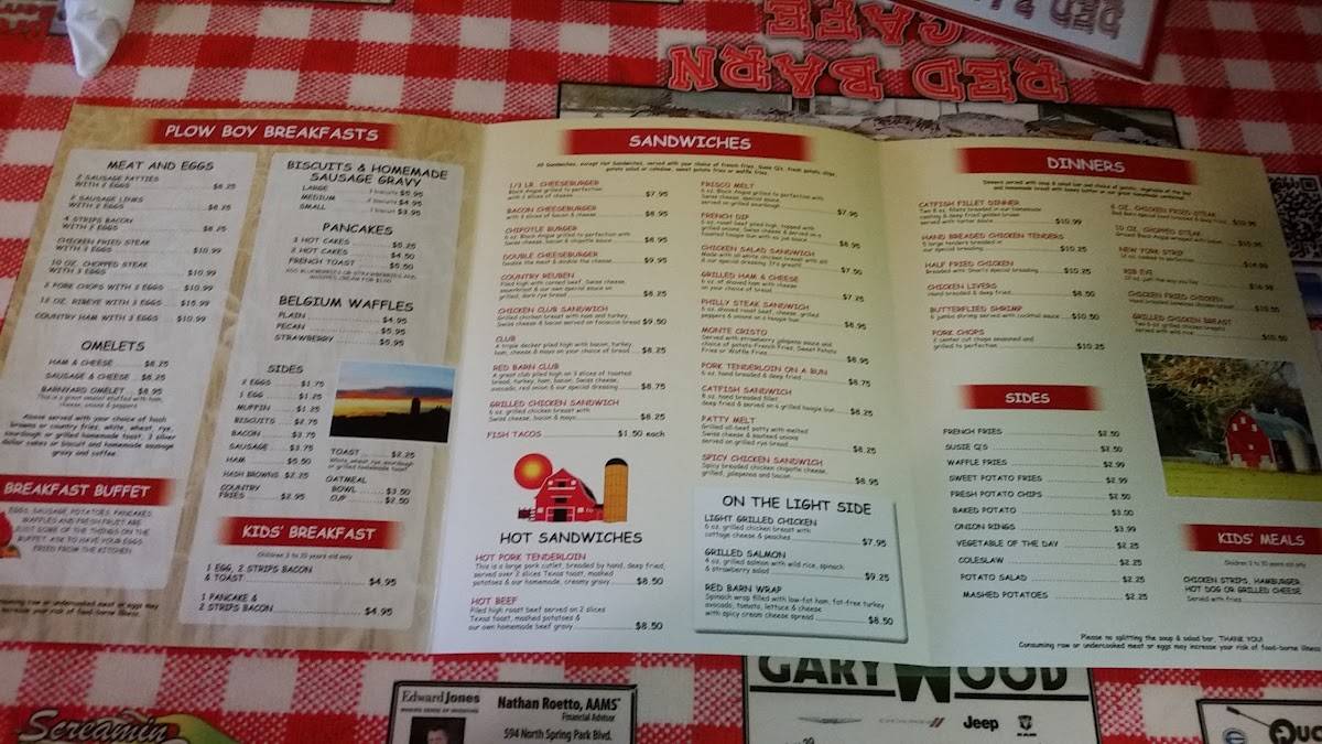 Menu at Red Barn Cafe, Mount Vernon, 107 W Mt Vernon Blvd
