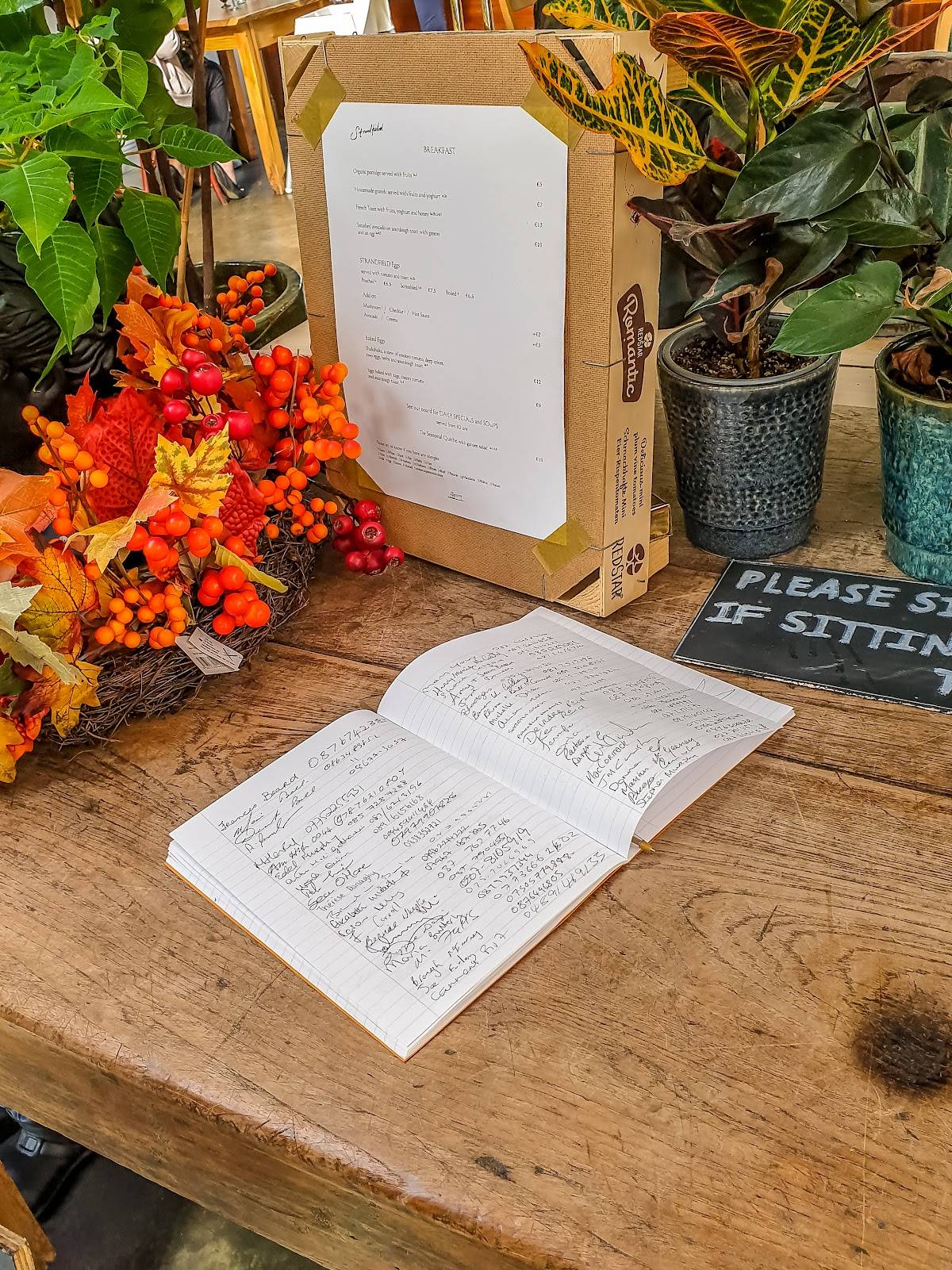 Menu at Strandfield cafe, Dundalk