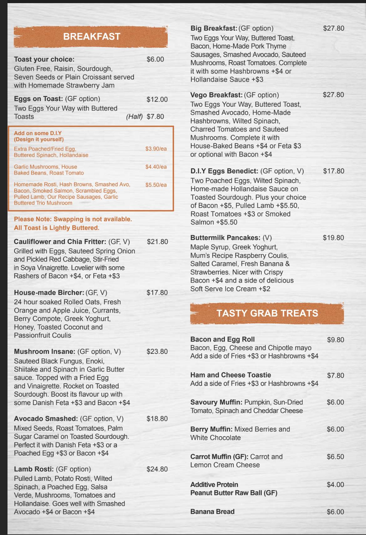 Menu at Surfing Lizard - Coogee cafe, Coogee