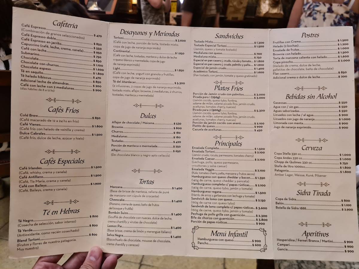 Menu at Café Tortoni, Buenos Aires, Av. de Mayo 825