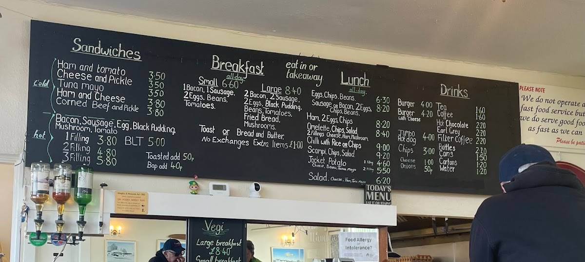 Menu at Touchdown cafe, Wellesbourne
