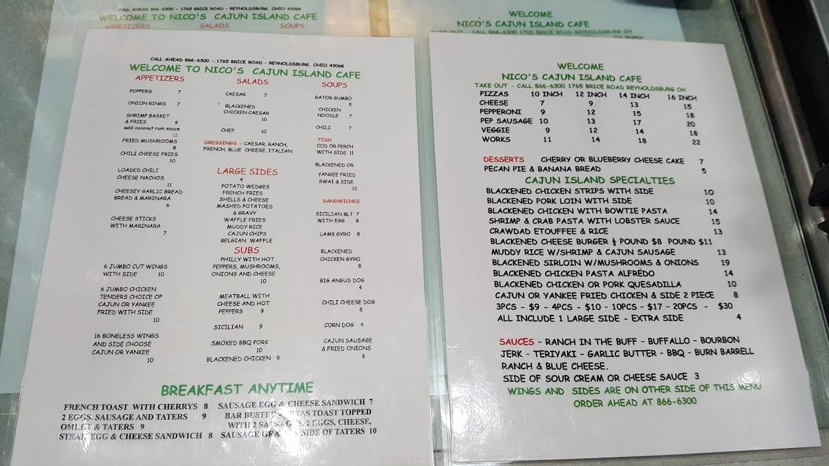 Menu at Cajun Island restaurant, Reynoldsburg, Brice Rd