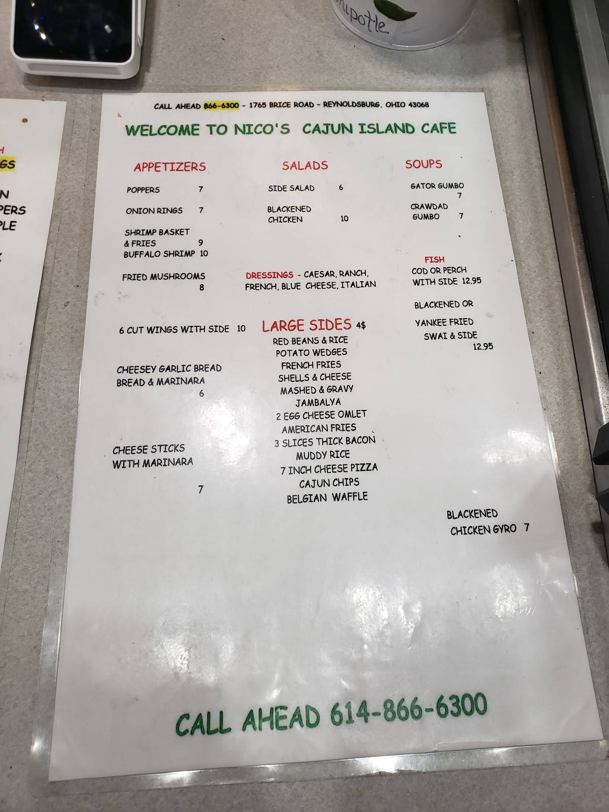 Menu at Cajun Island restaurant, Reynoldsburg, Brice Rd