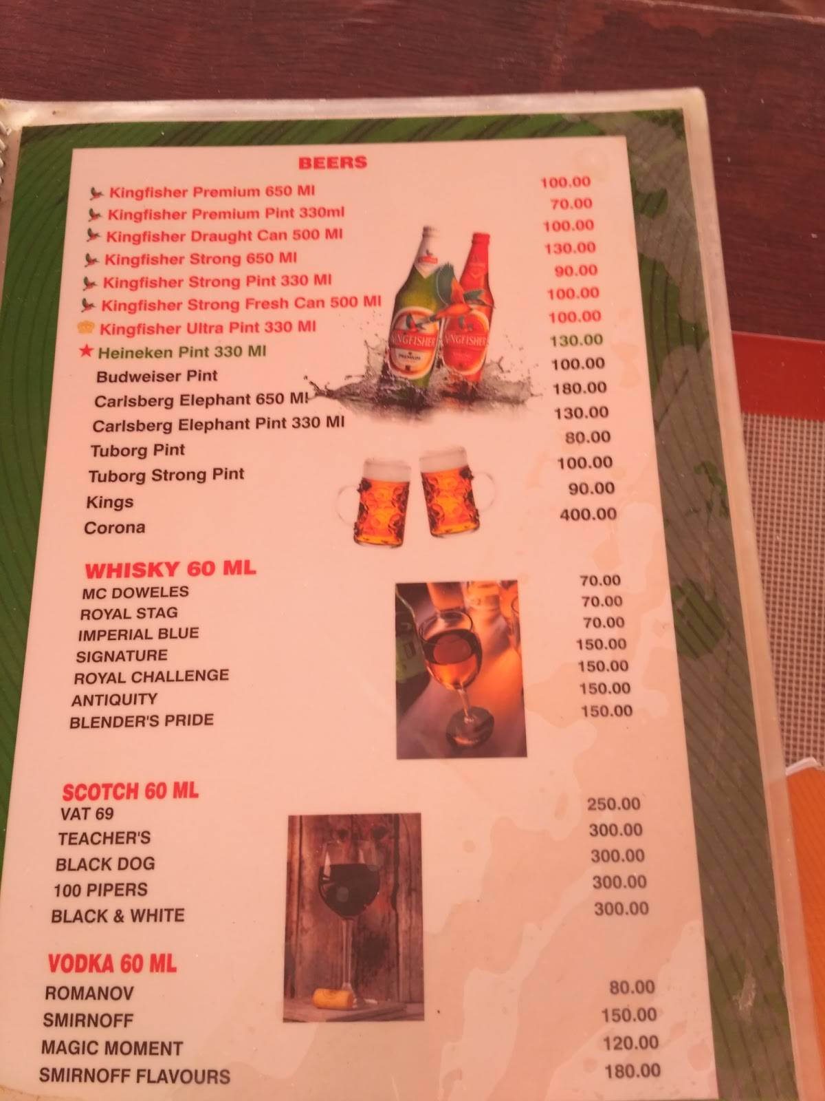 Menu at Cafe Goa, Calangute, GQV4+M35