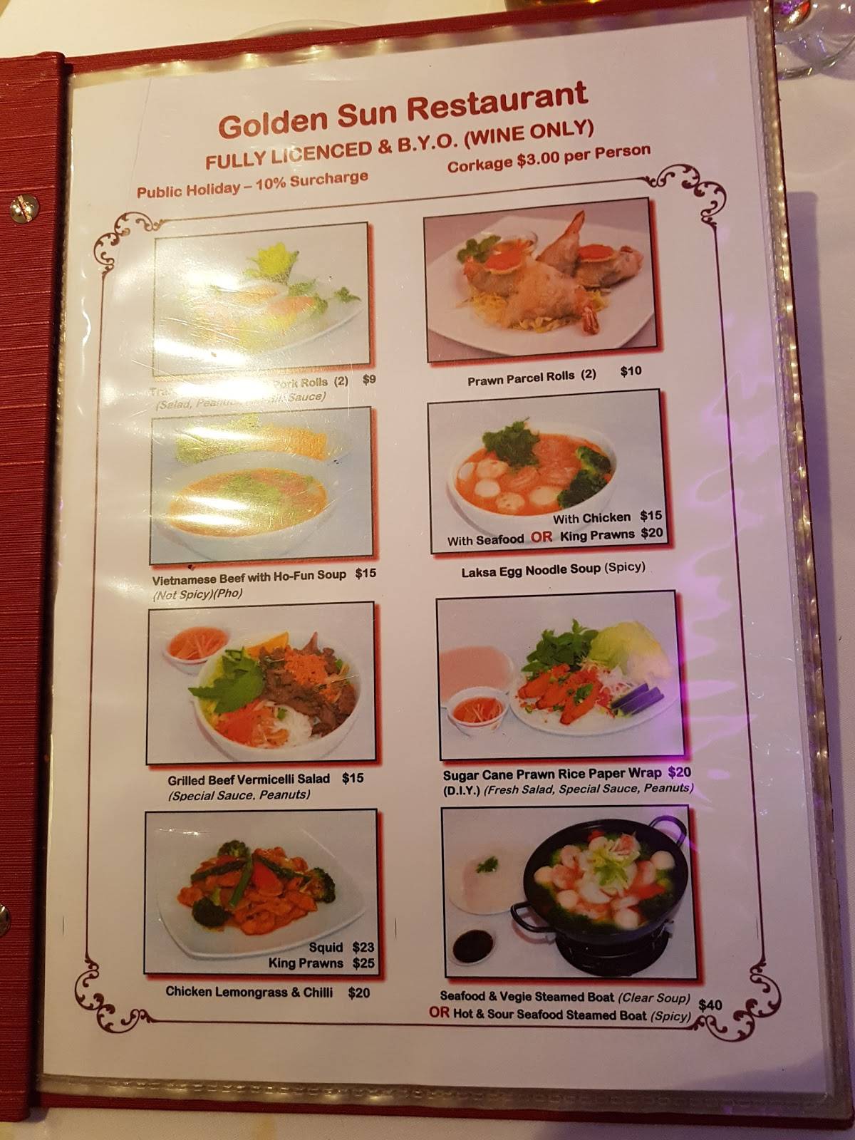 Menu at Golden Sun Chinese & Vietnamese Restaurant Capalaba, Capalaba