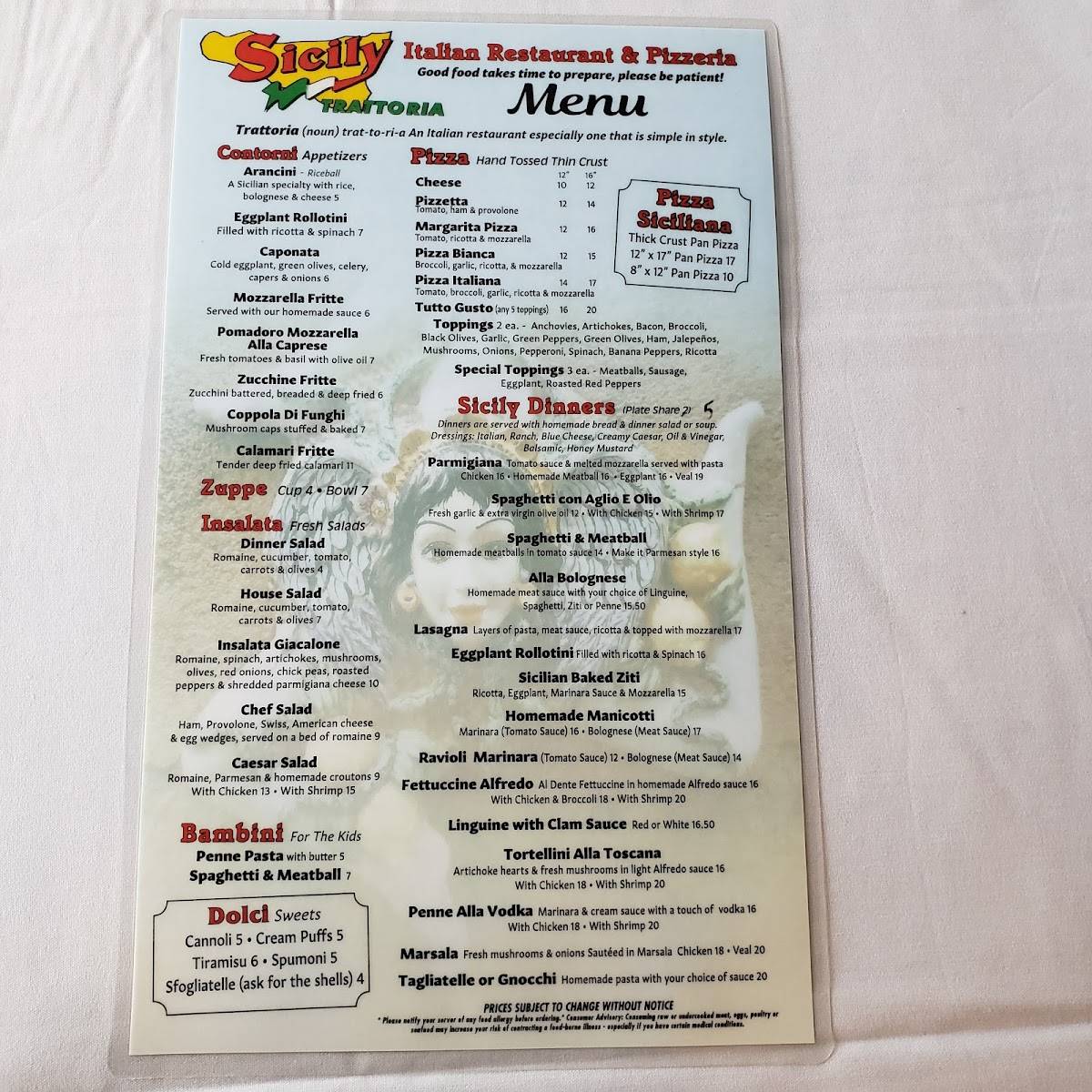 Menu at Sicily Trattoria pizzeria, Cape Coral, Cape Coral Pkwy E