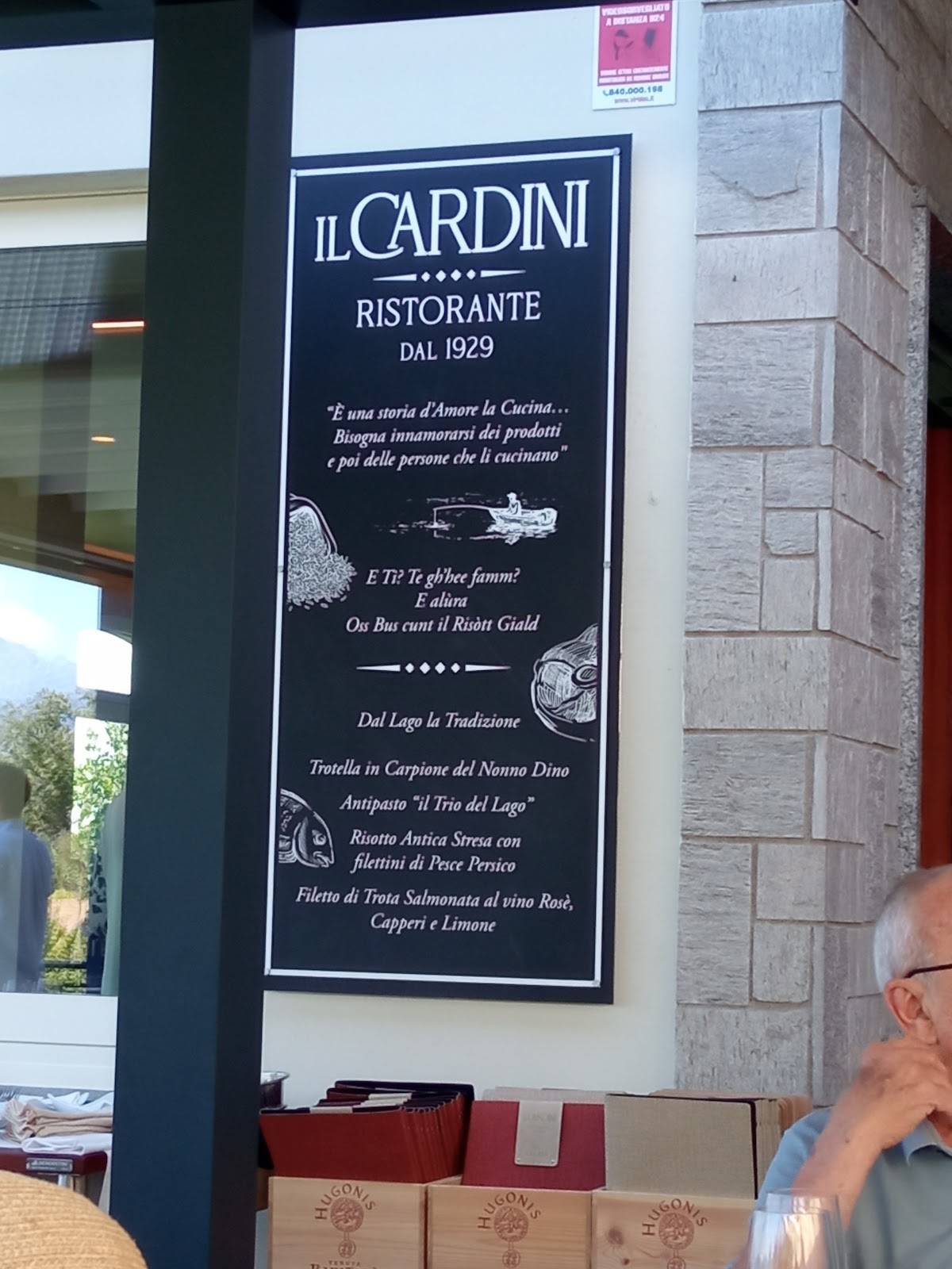 Menu at Cardini restaurant, Stresa