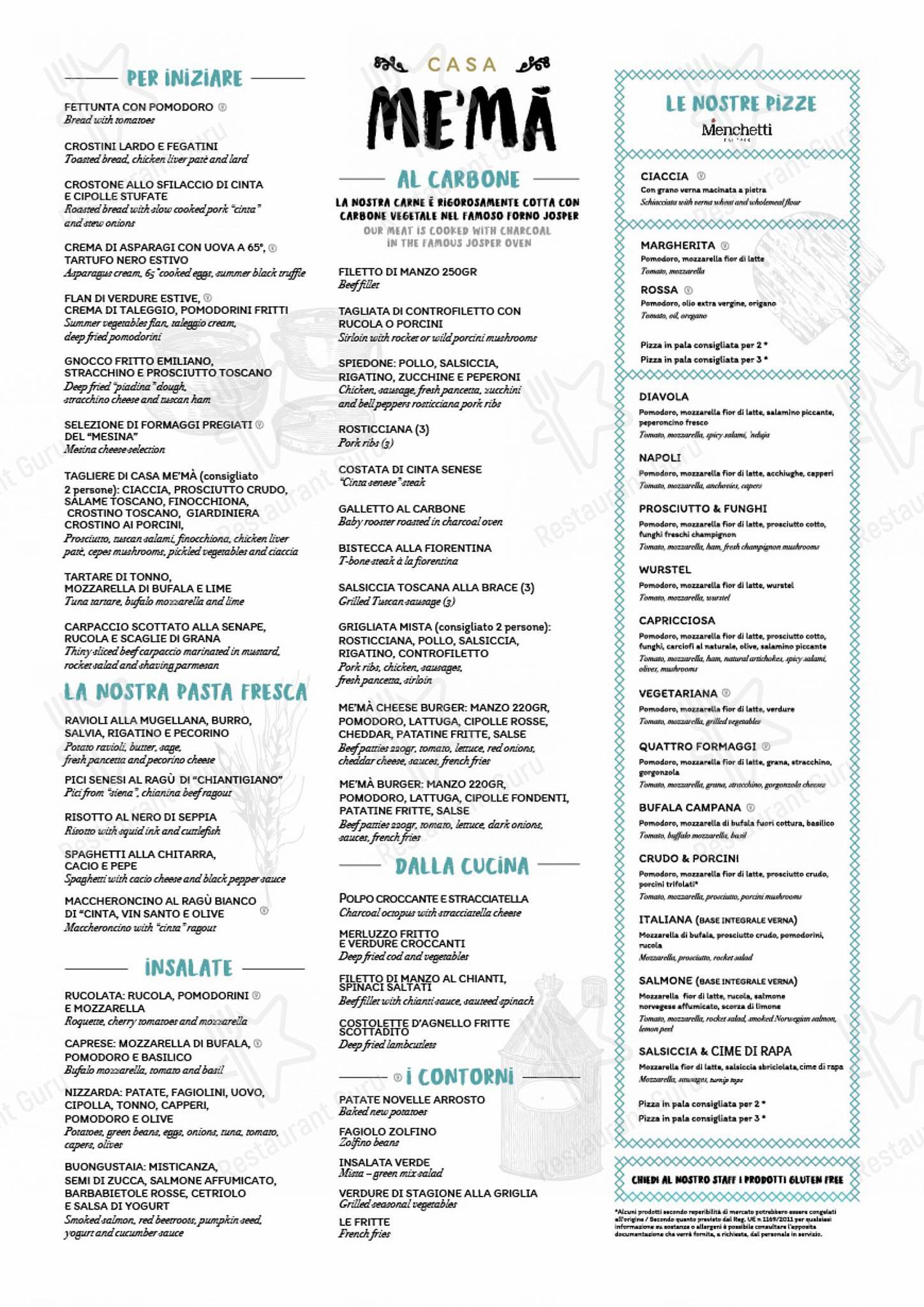 Menu da Casa Me' Ma' ristorante, Figline e Incisa Valdarno