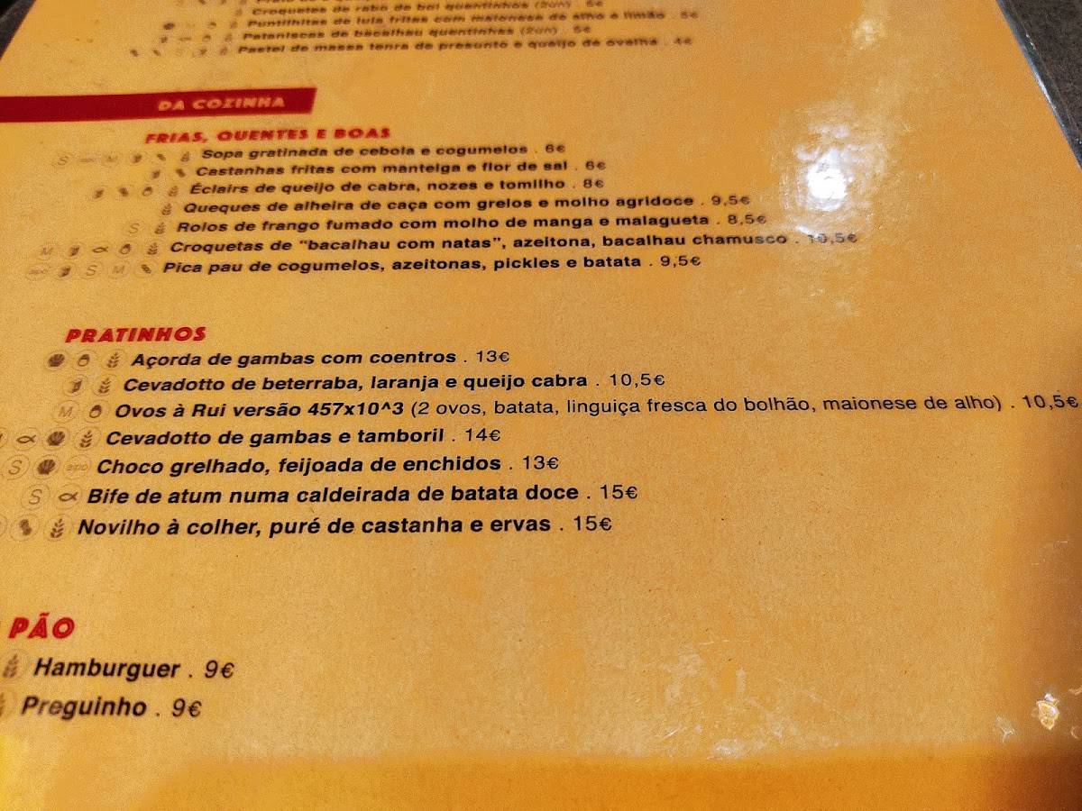 Menu at Casa de Pasto da Palmeira restaurant, Porto