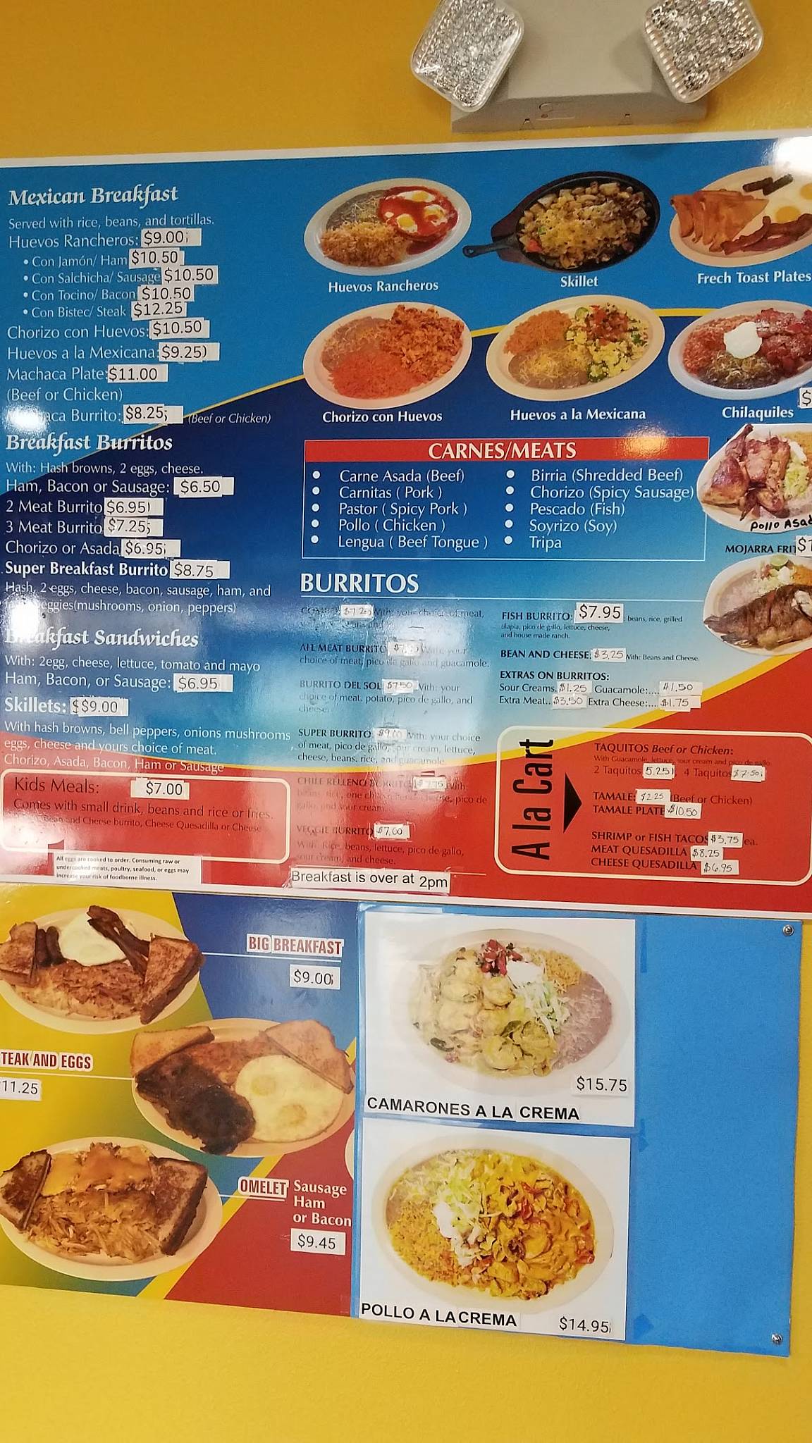 Menu at Casa del Sol restaurant, Clackamas