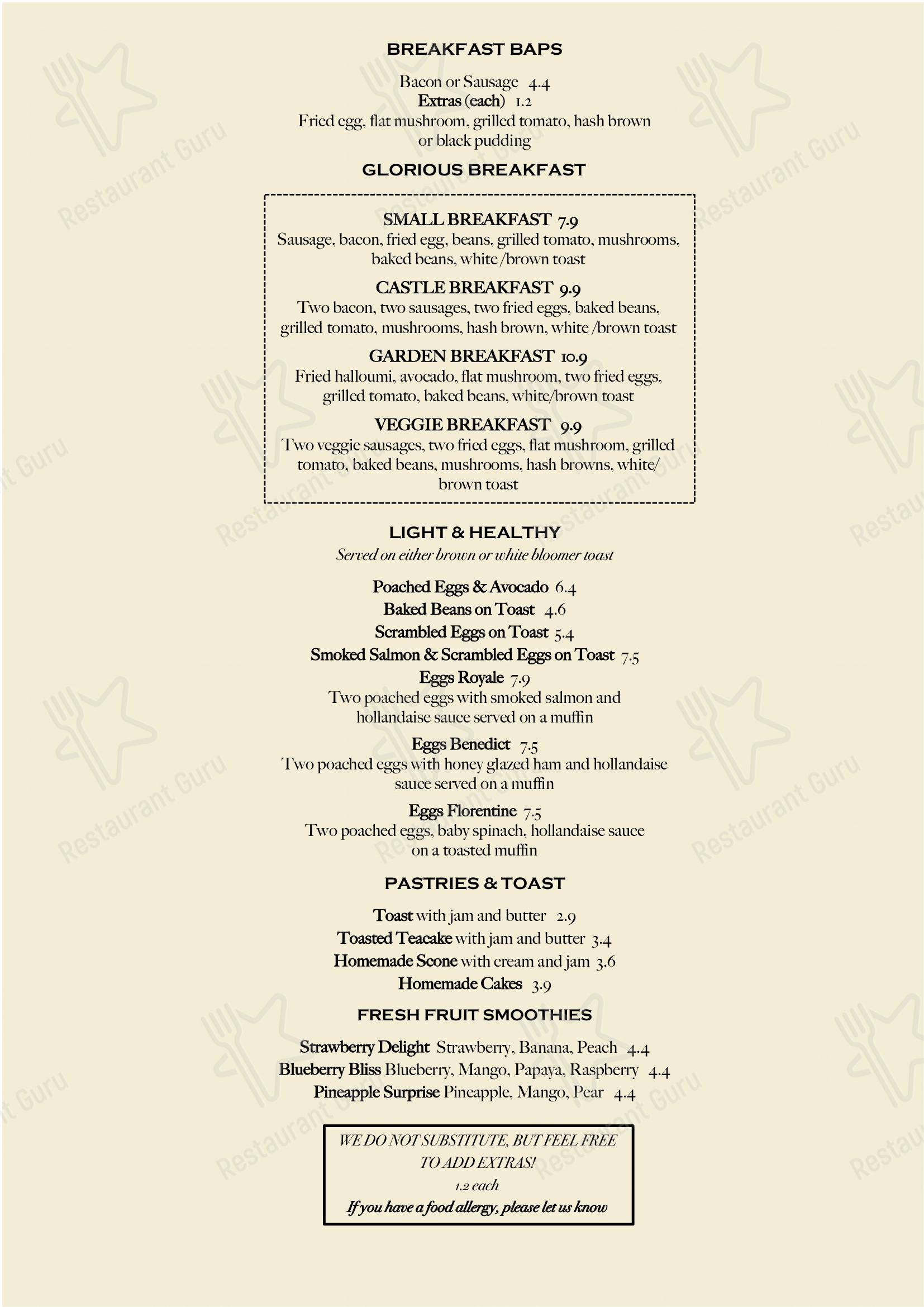 Menu at Castle Bistro, Tearoom & Wine Bar, Chirk
