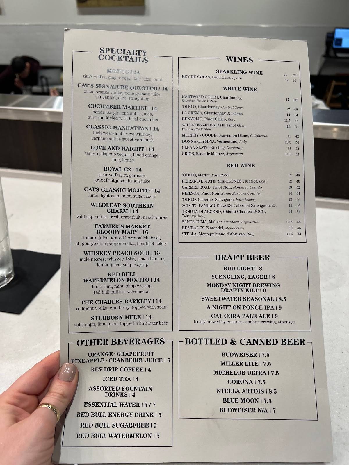 Menu at Cat Cora’s desserts, Atlanta, N Terminal Pkwy